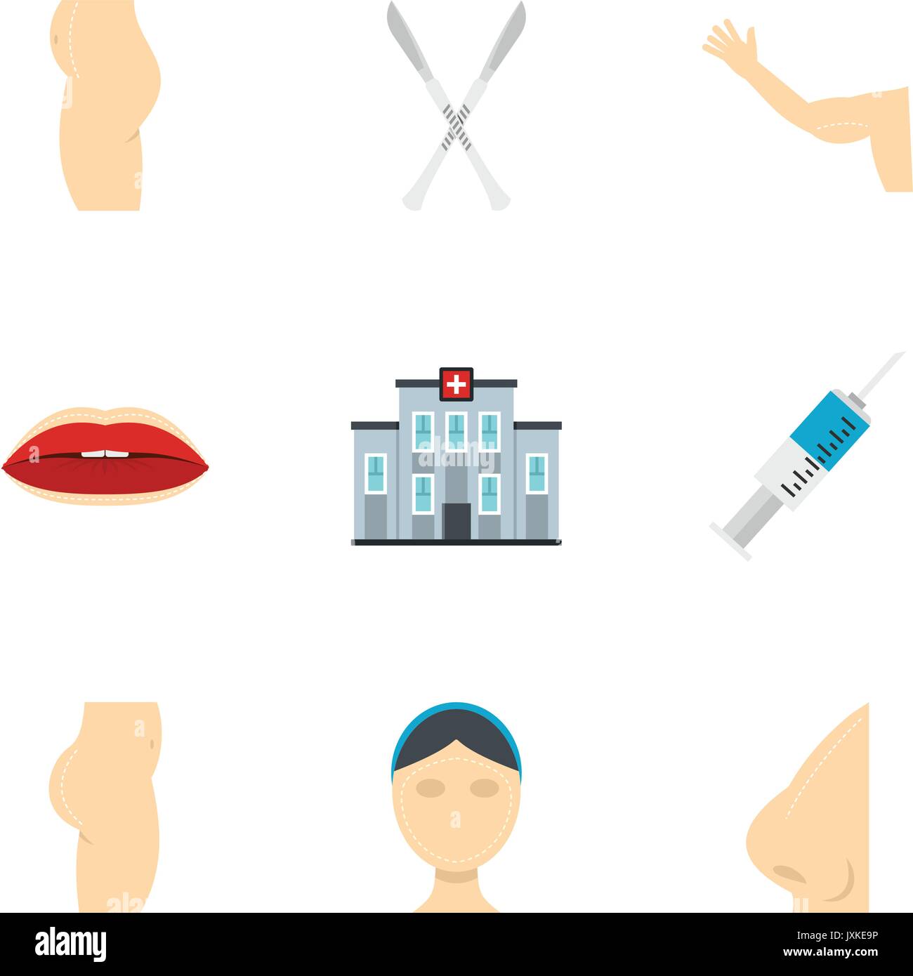 Plastic surgery icon set, flat style Stock Vector Image & Art - Alamy