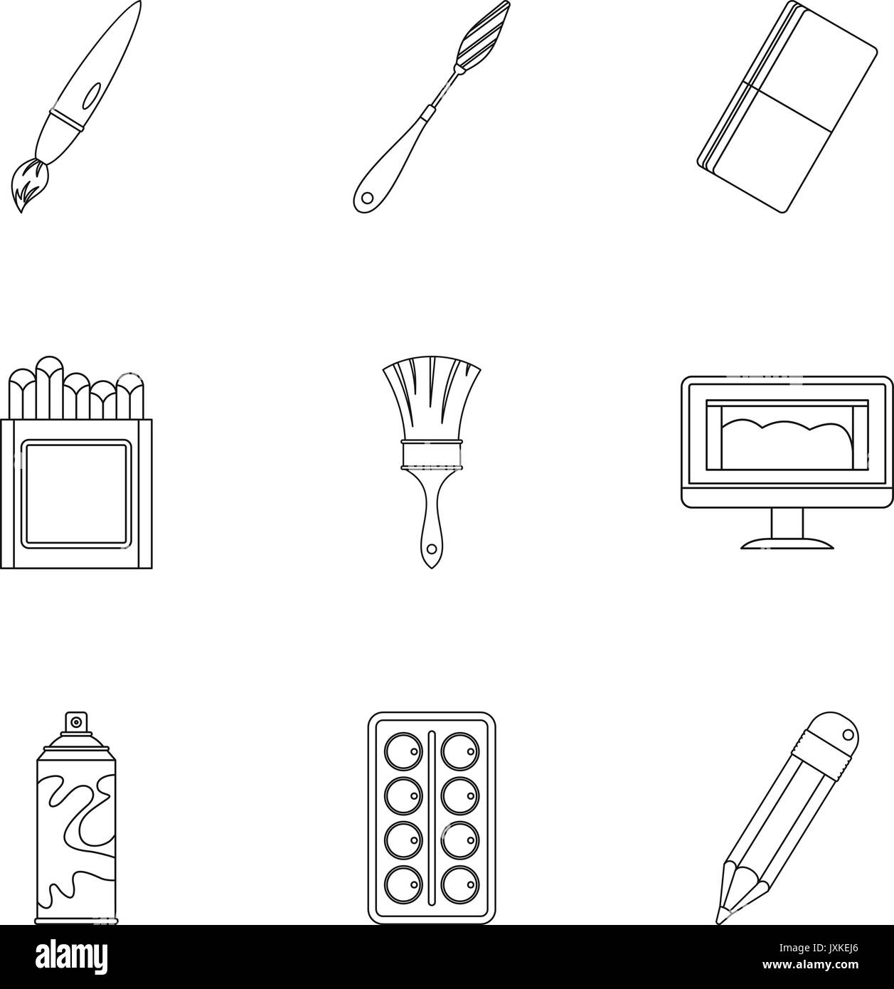 Stationery icons set, outline style Stock Vector Image & Art - Alamy