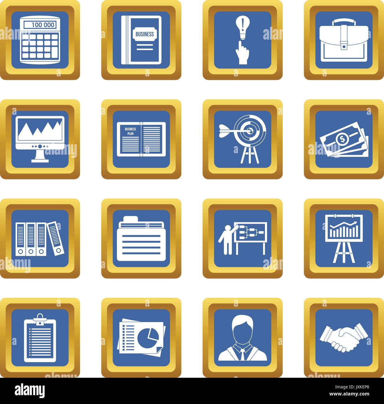 Business plan icons set blue Stock Vector Image & Art - Alamy