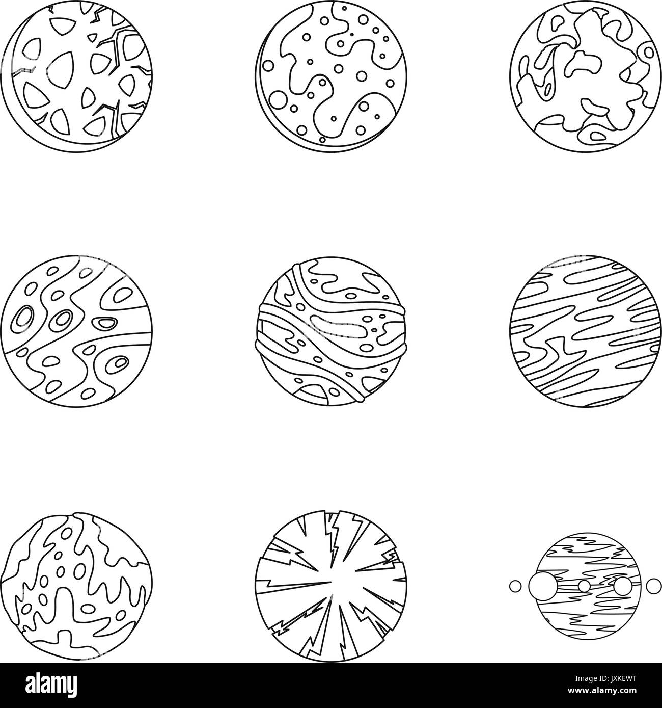 Fantasy planet icons set, outline style Stock Vector Image & Art - Alamy