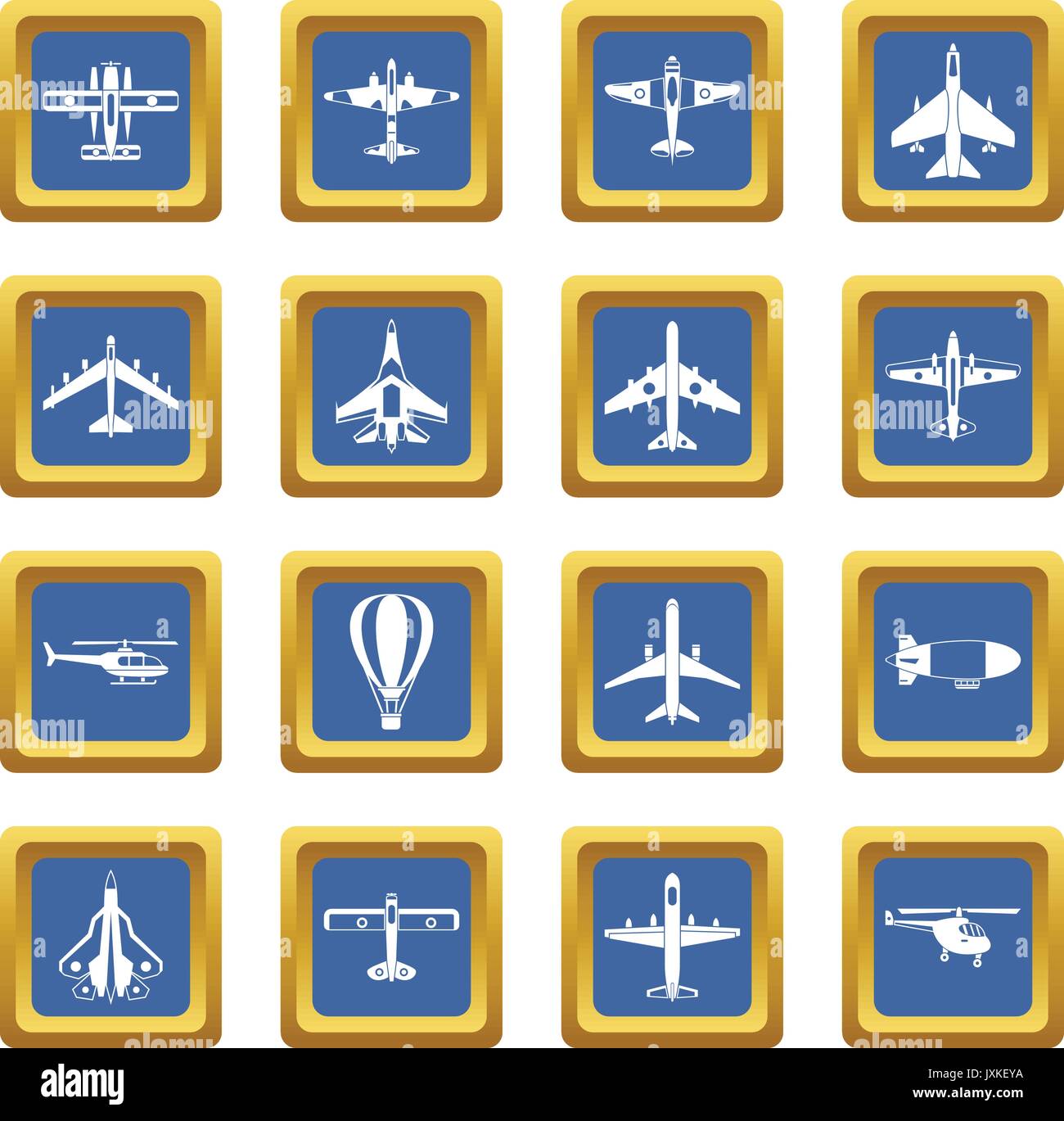 Aviation icons set blue Stock Vector Image & Art - Alamy