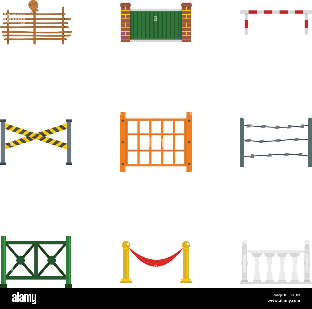 Urban fence icons set, flat style Stock Vector Image & Art - Alamy