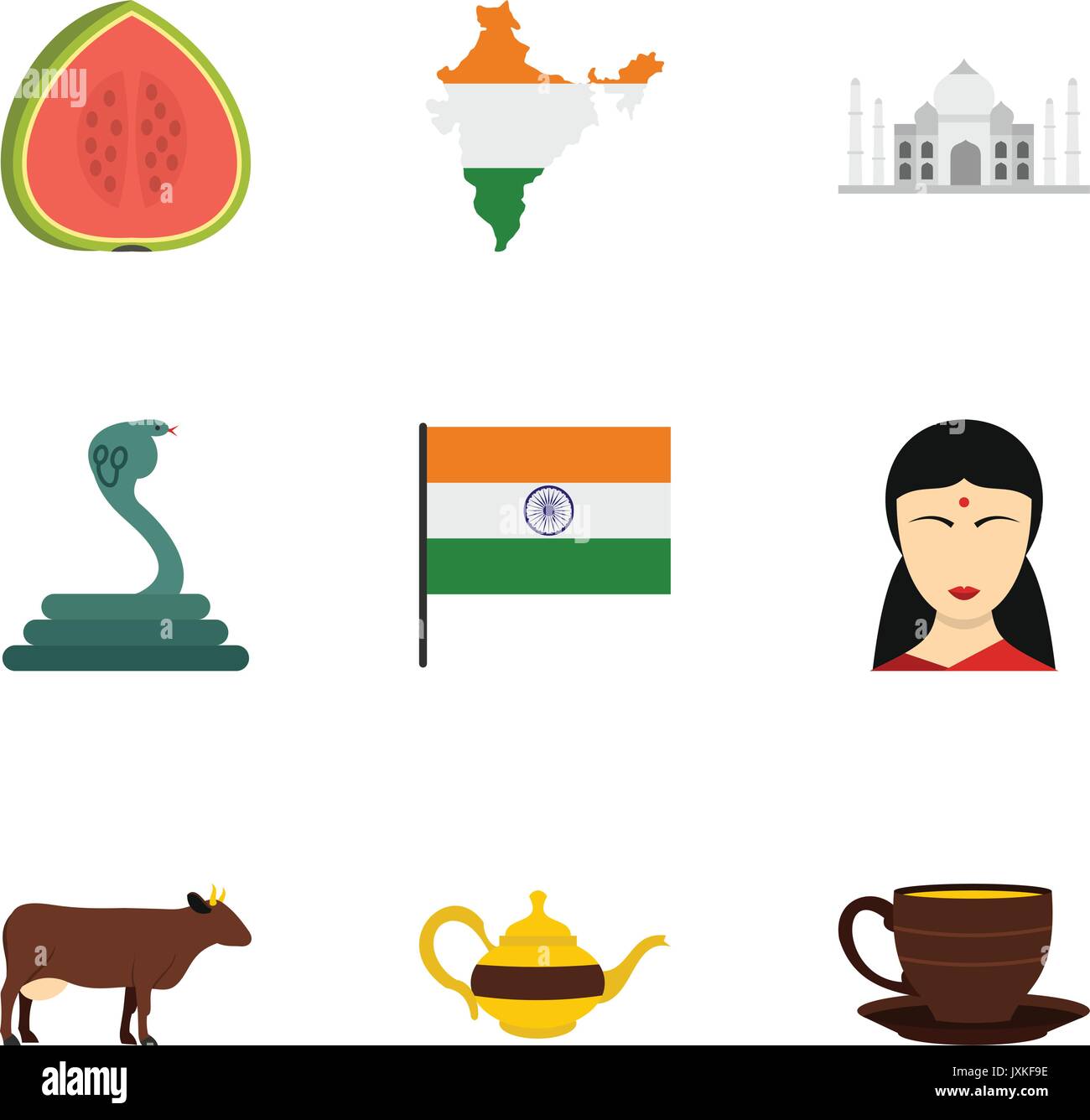 India icon set, flat style Stock Vector Image & Art - Alamy