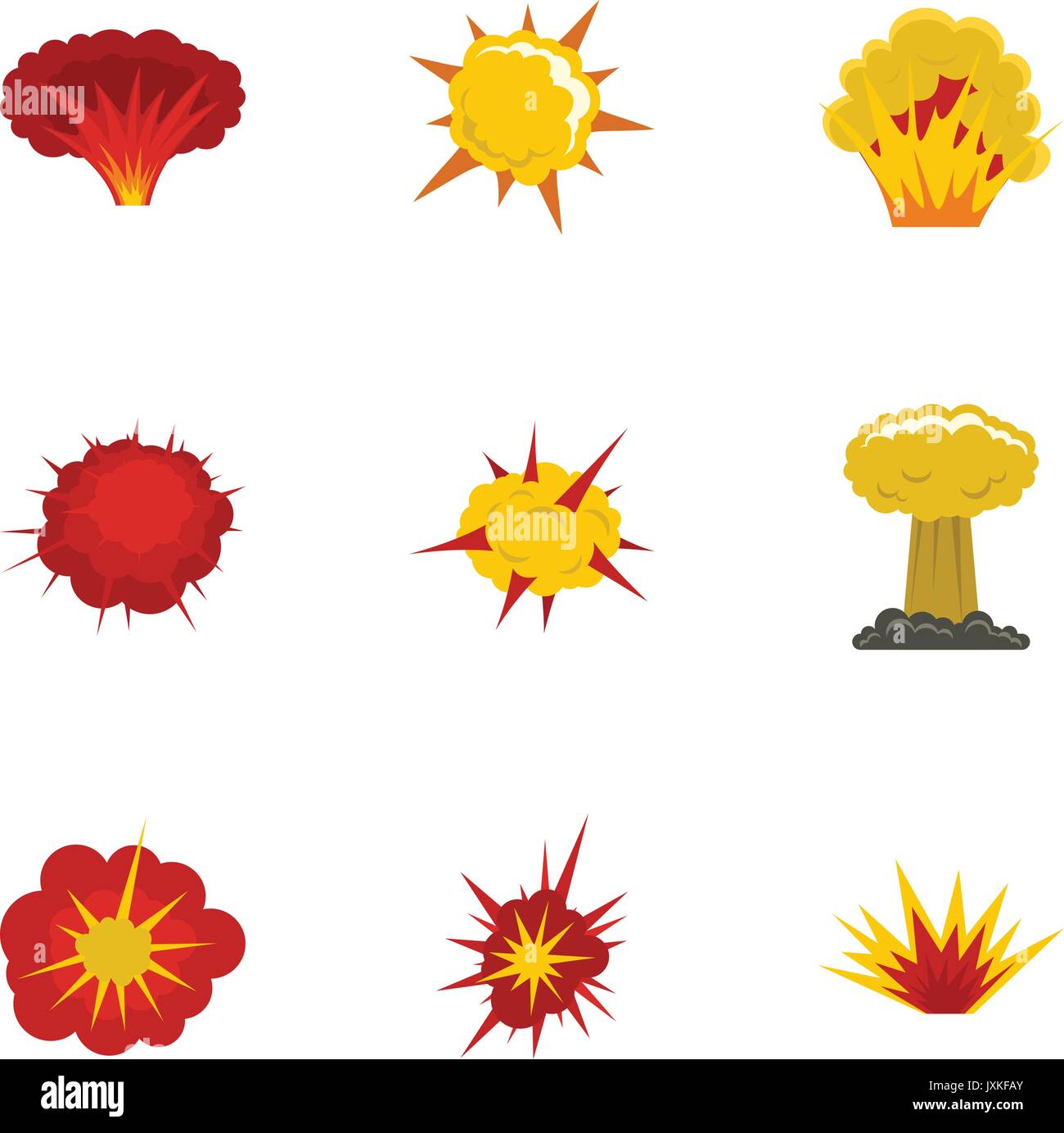 Explosion destruction icons set, flat style Stock Vector Image & Art ...