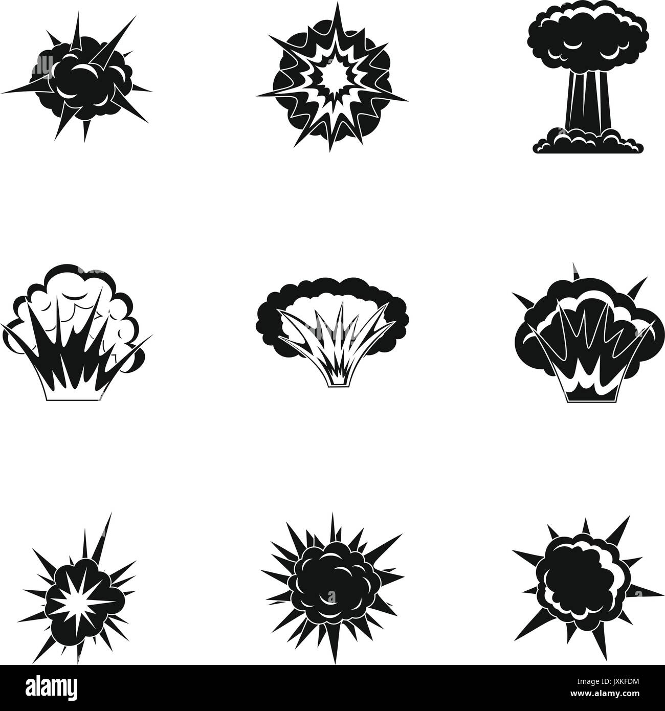 Explosion destruction icons set, simple style Stock Vector Image & Art ...