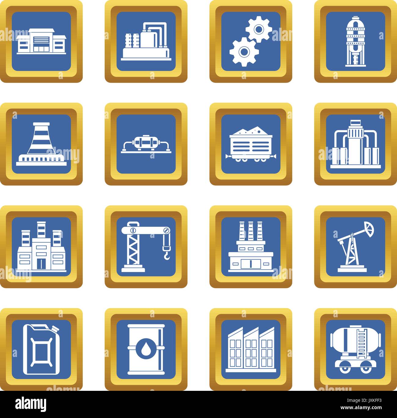 Industry icons set blue Stock Vector Image & Art - Alamy