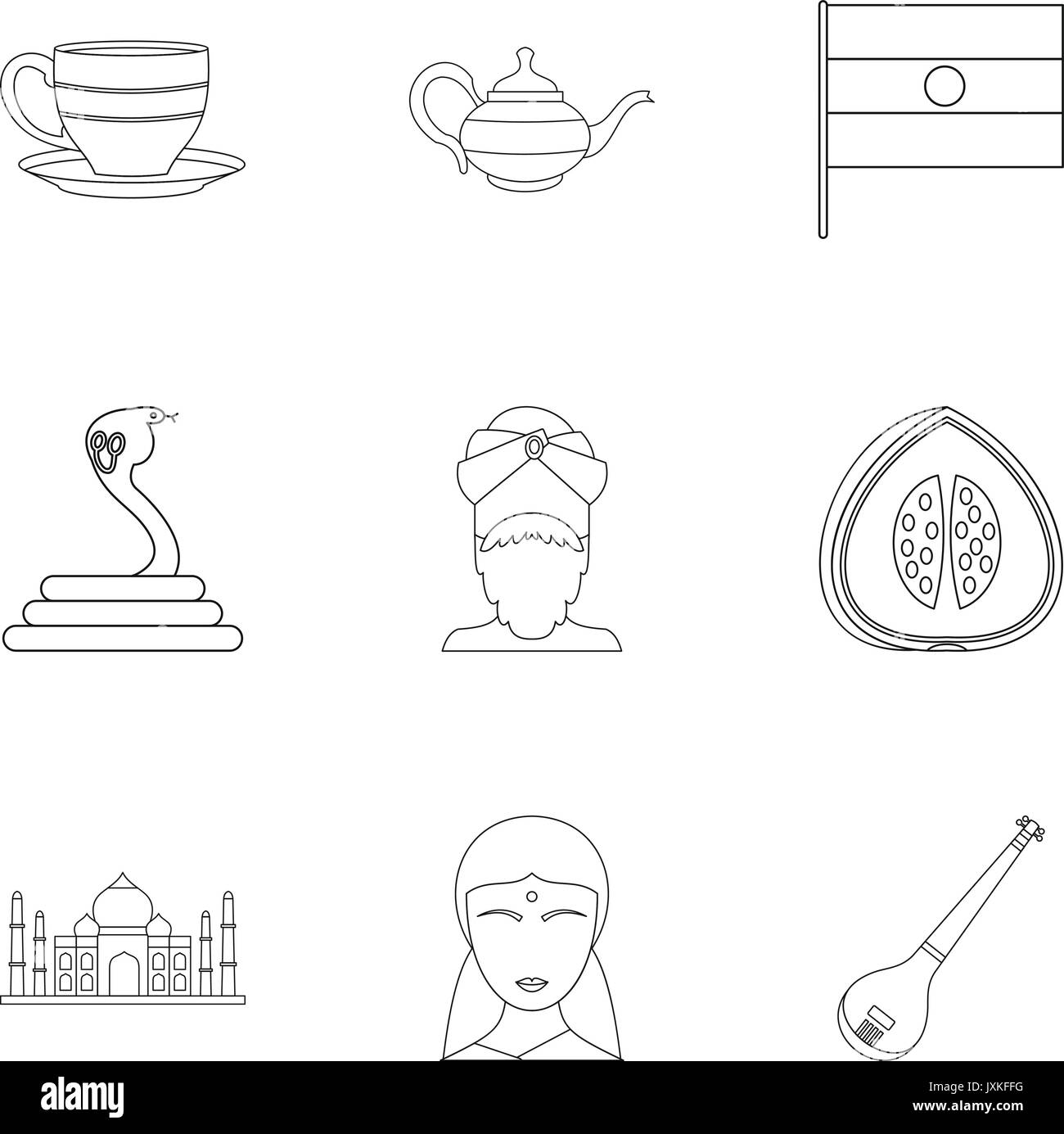 Indian symbols icon set, outline style Stock Vector Image & Art - Alamy