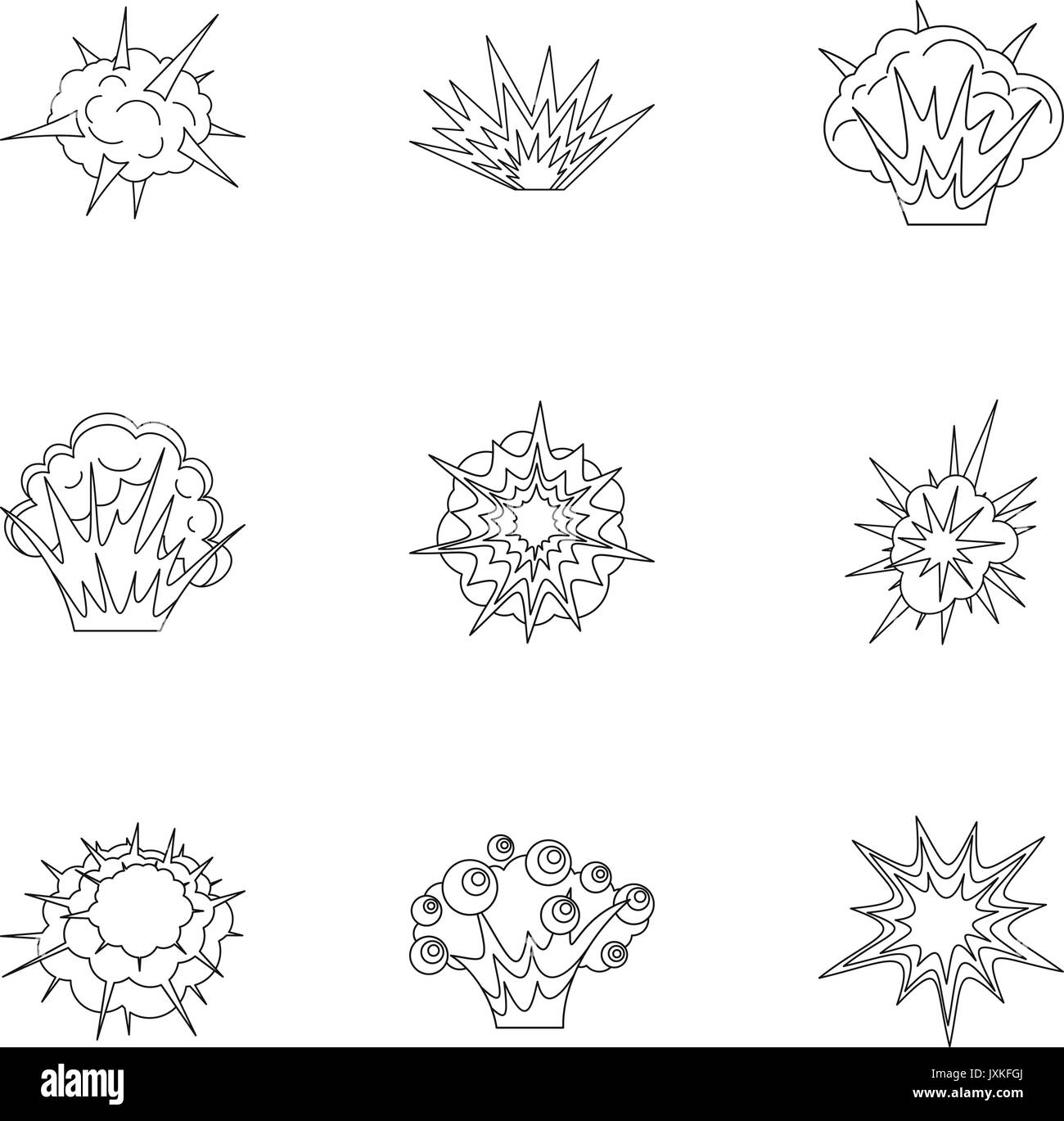 Explosion destruction icons set, outline style Stock Vector Image & Art ...