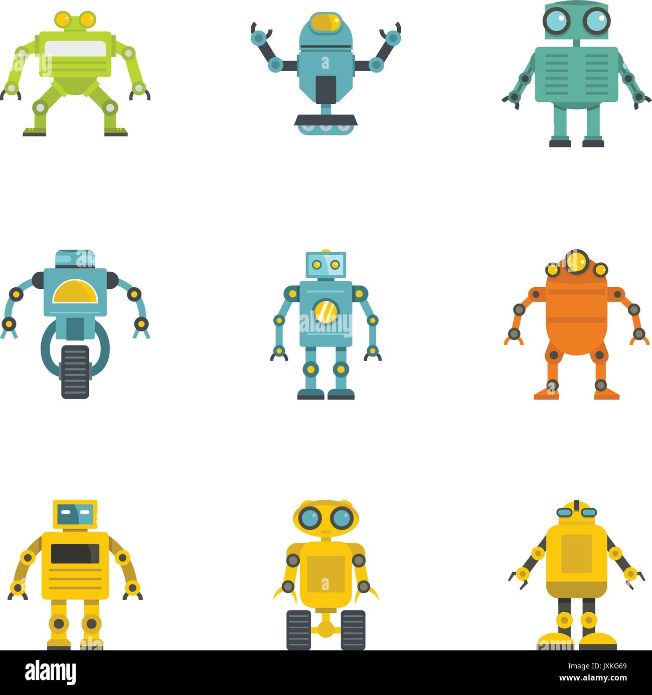 Technology robot icons set, flat style Stock Vector Image & Art - Alamy