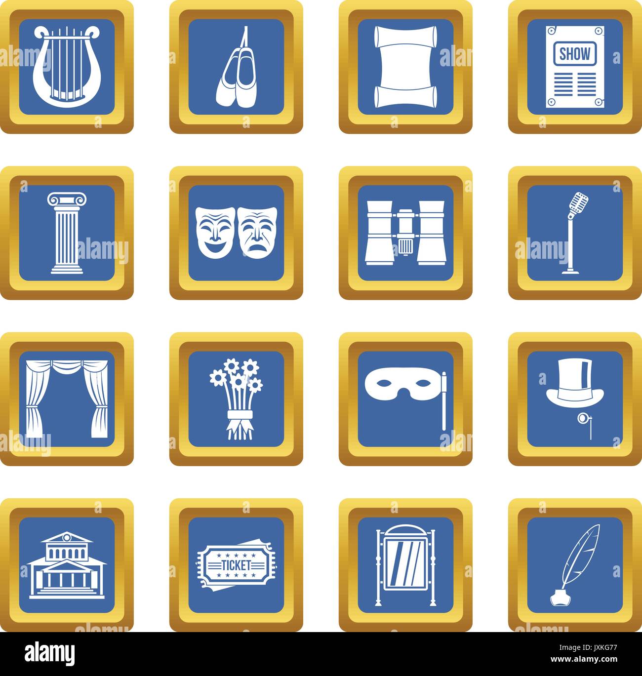 Theater icons set blue Stock Vector Image & Art - Alamy