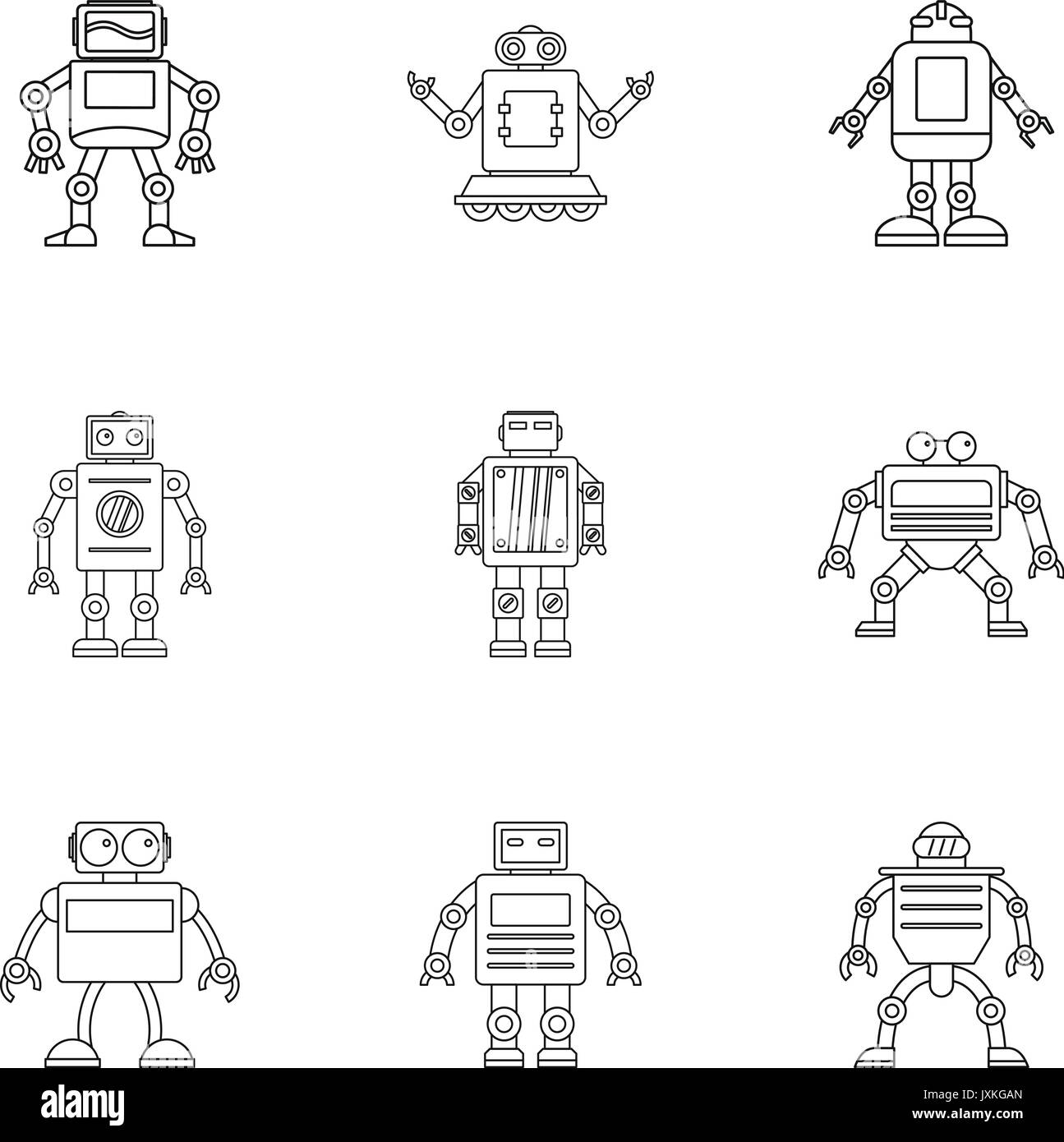 Technology robot icons set, outline style Stock Vector Image & Art - Alamy