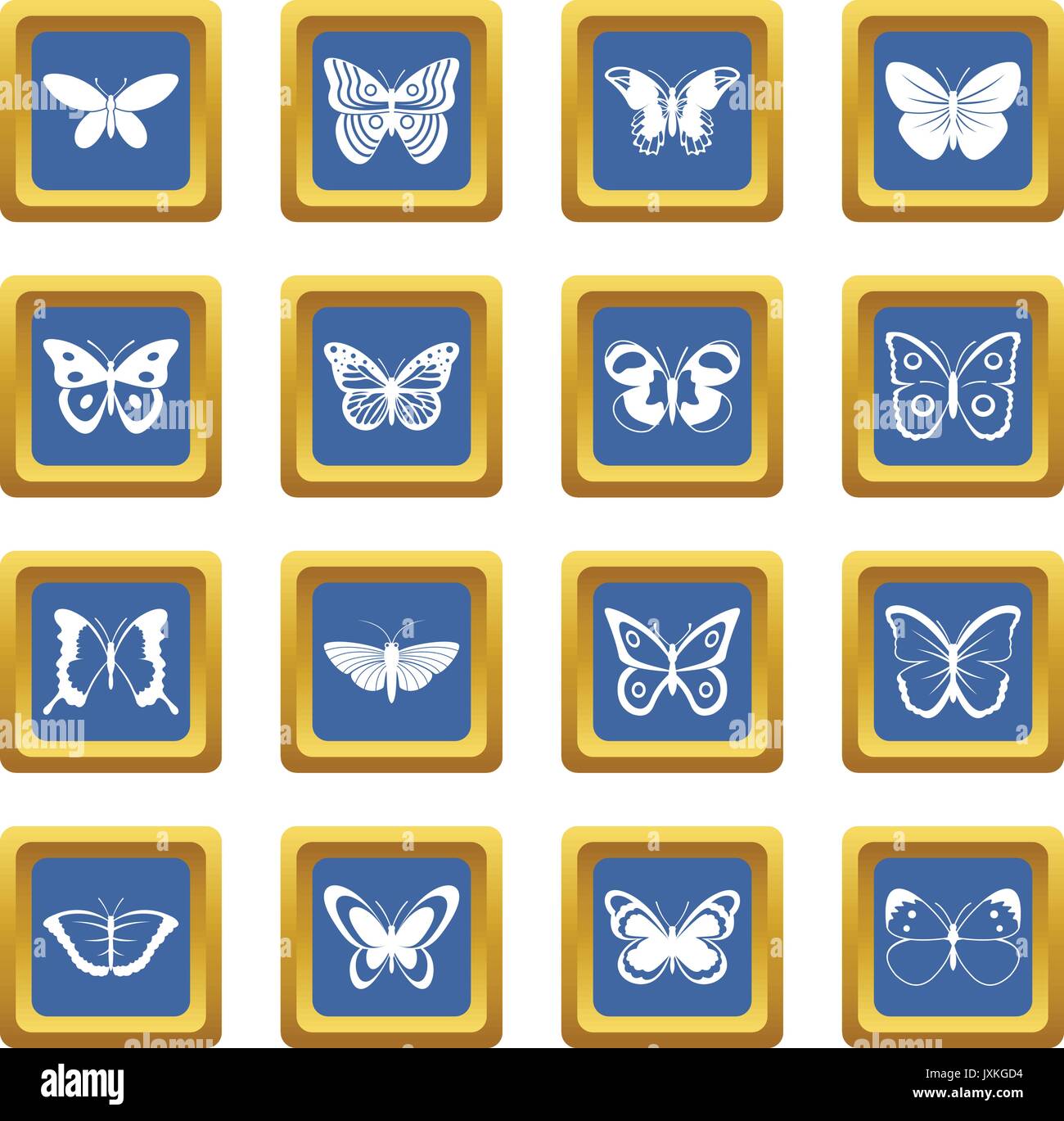 Butterfly icons set blue Stock Vector Image & Art - Alamy