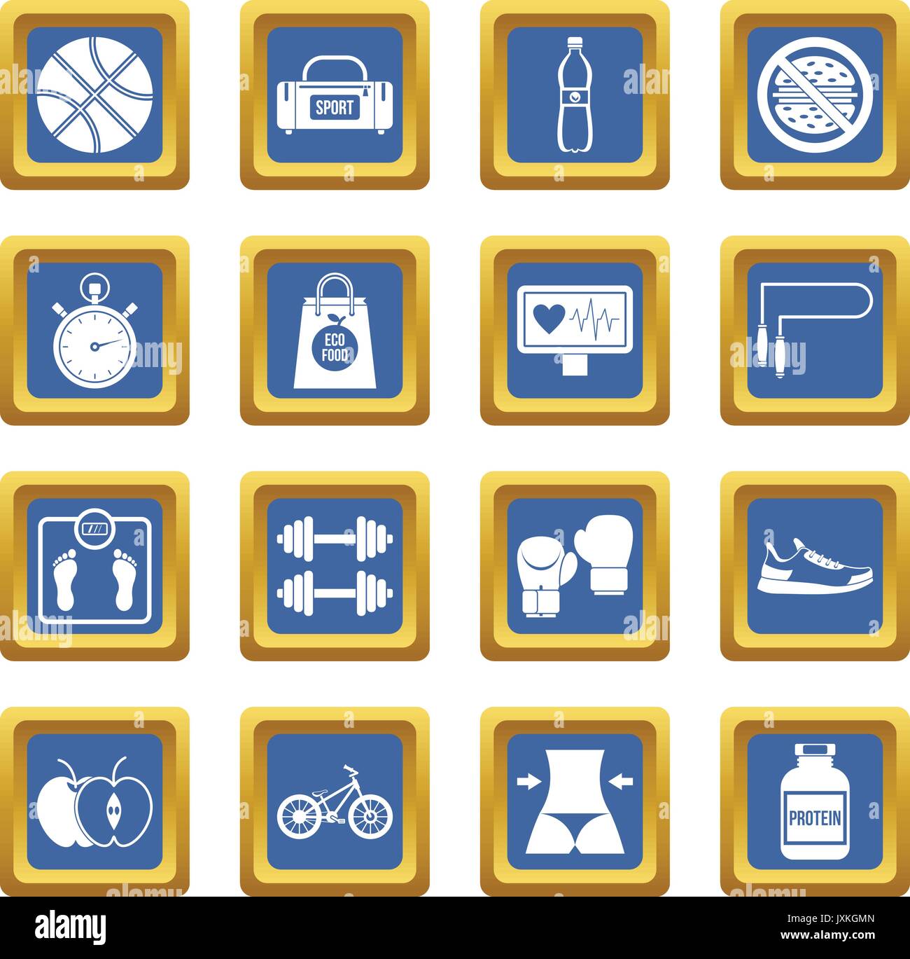 Healthy life icons set blue Stock Vector Image & Art - Alamy