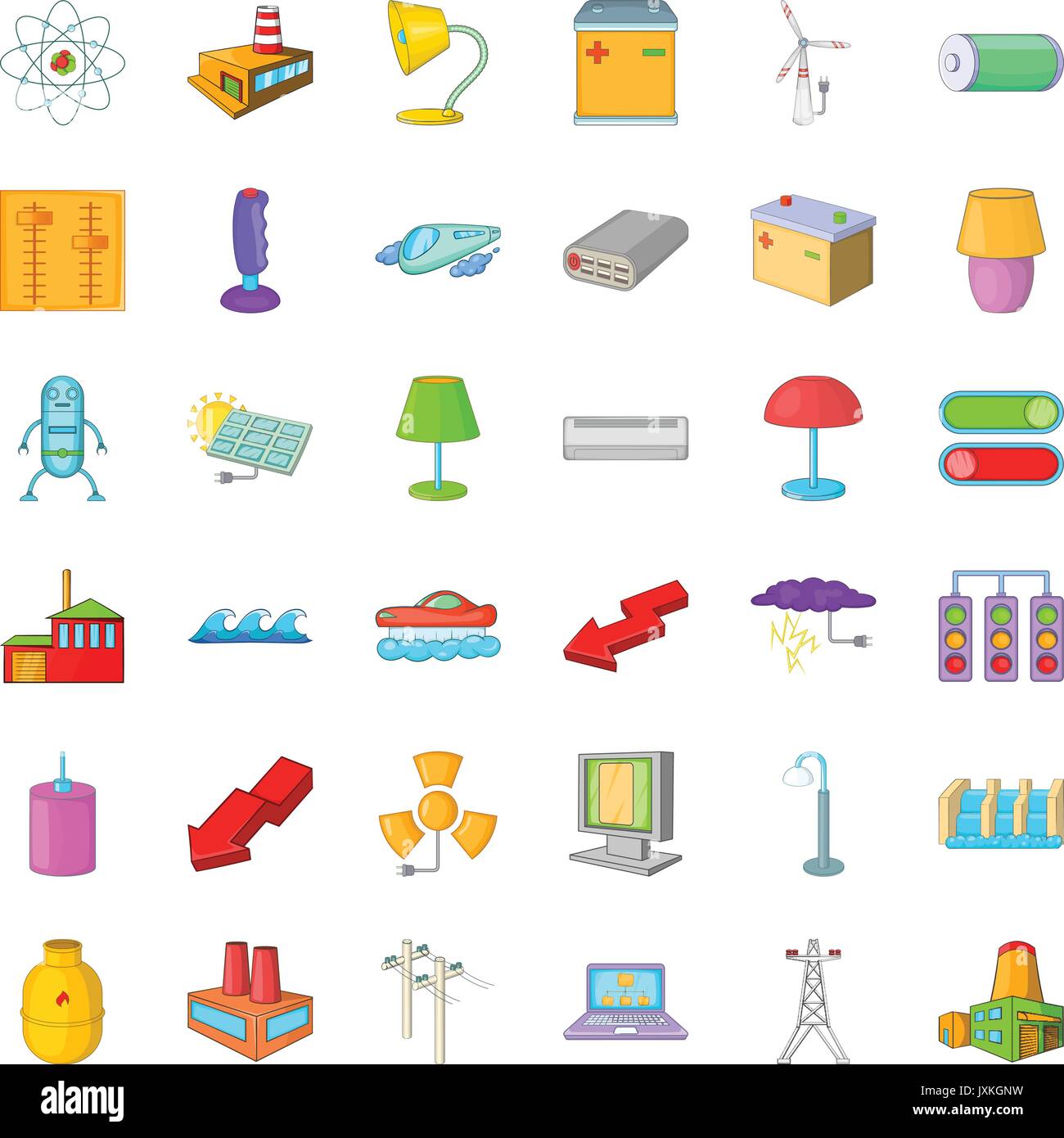 Electricity robot icons set, cartoon style Stock Vector Image & Art - Alamy