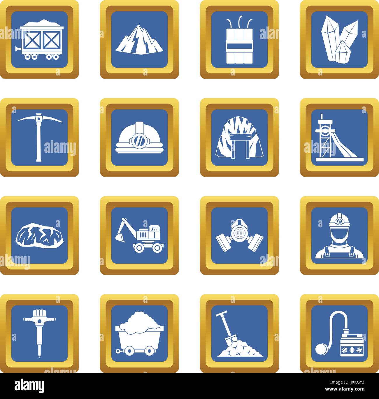 Miner icons set blue Stock Vector Image & Art - Alamy