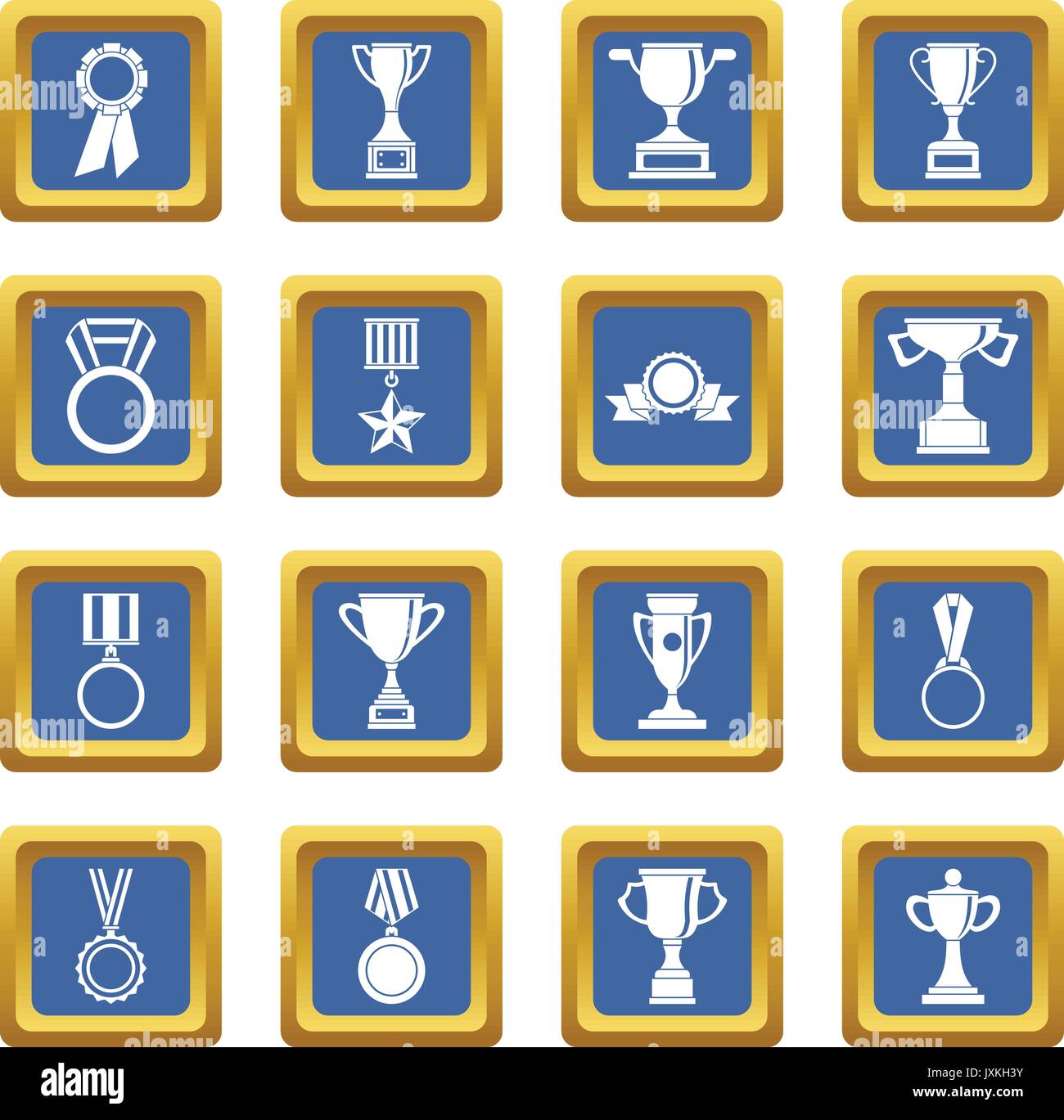 Trophy icons set blue Stock Vector Image & Art - Alamy