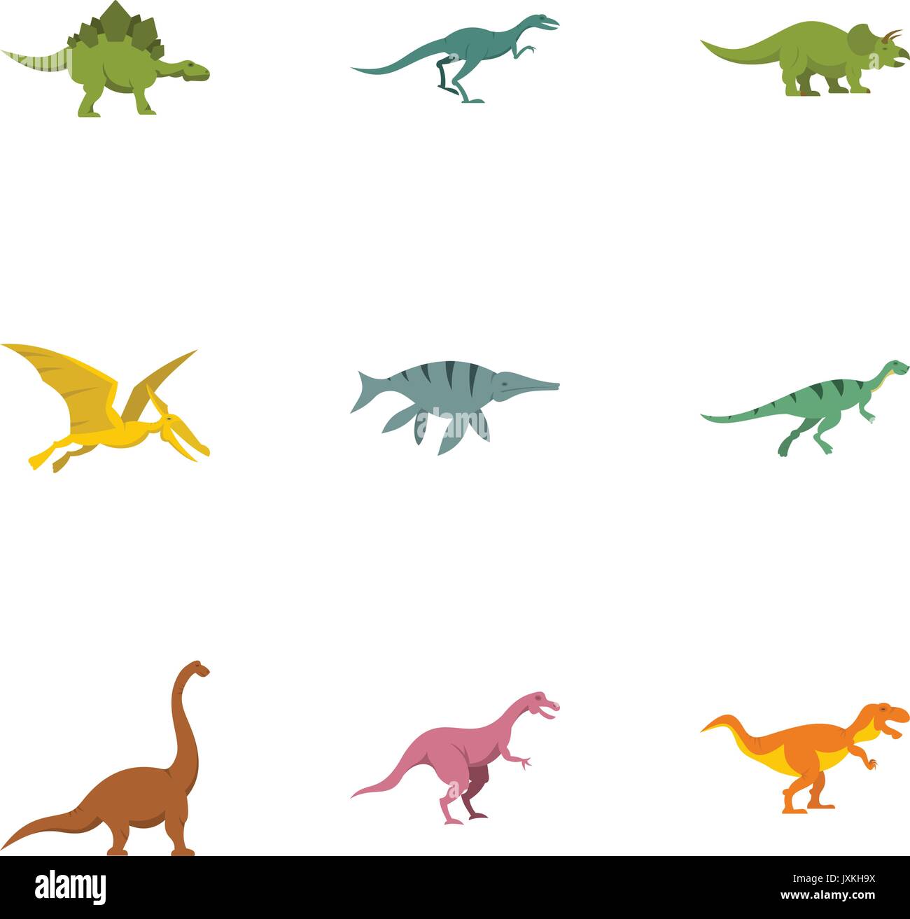 Types of dinosaur icons set, flat style Stock Vector Image & Art - Alamy