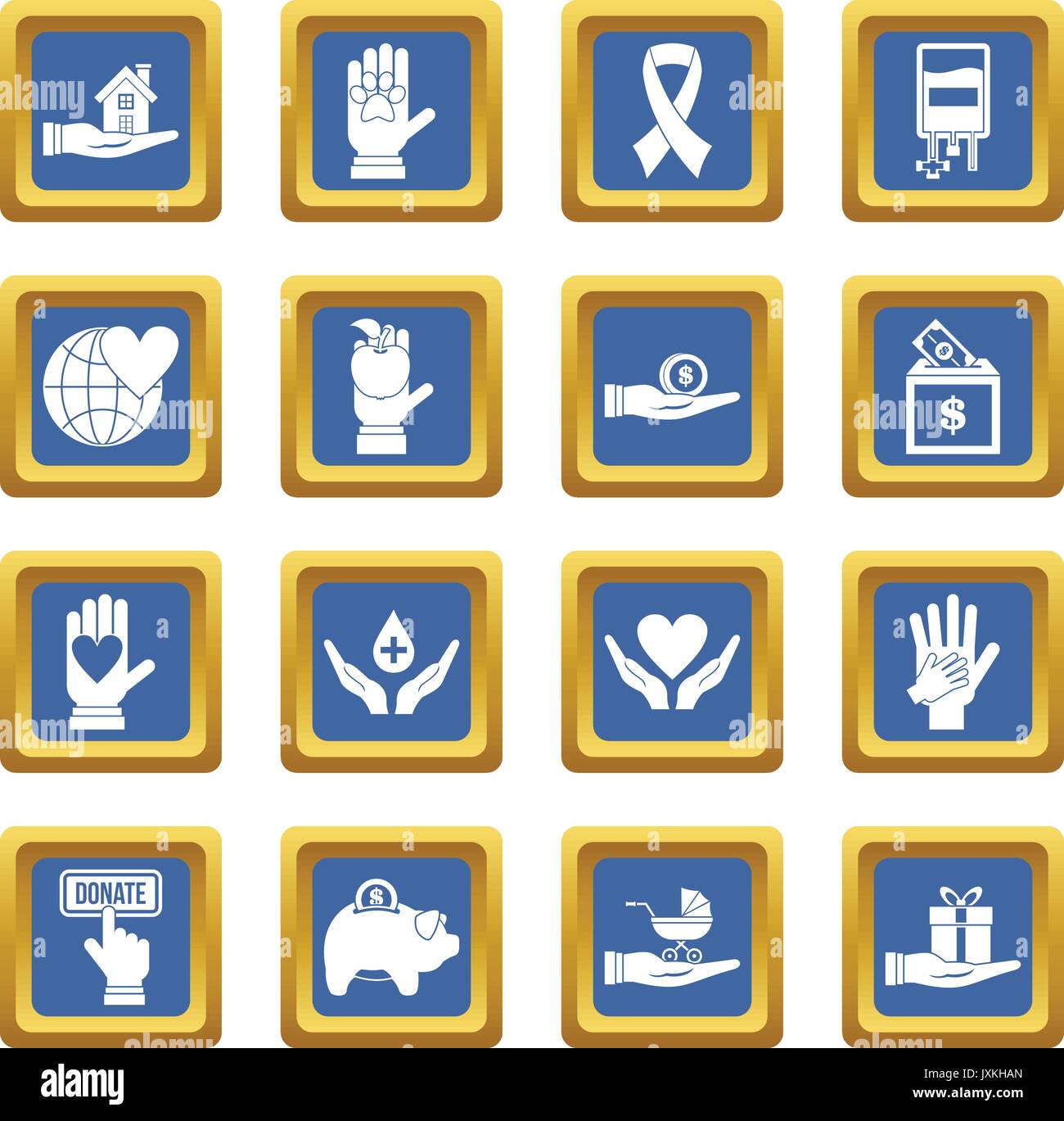 Charity icons set blue Stock Vector Image & Art - Alamy