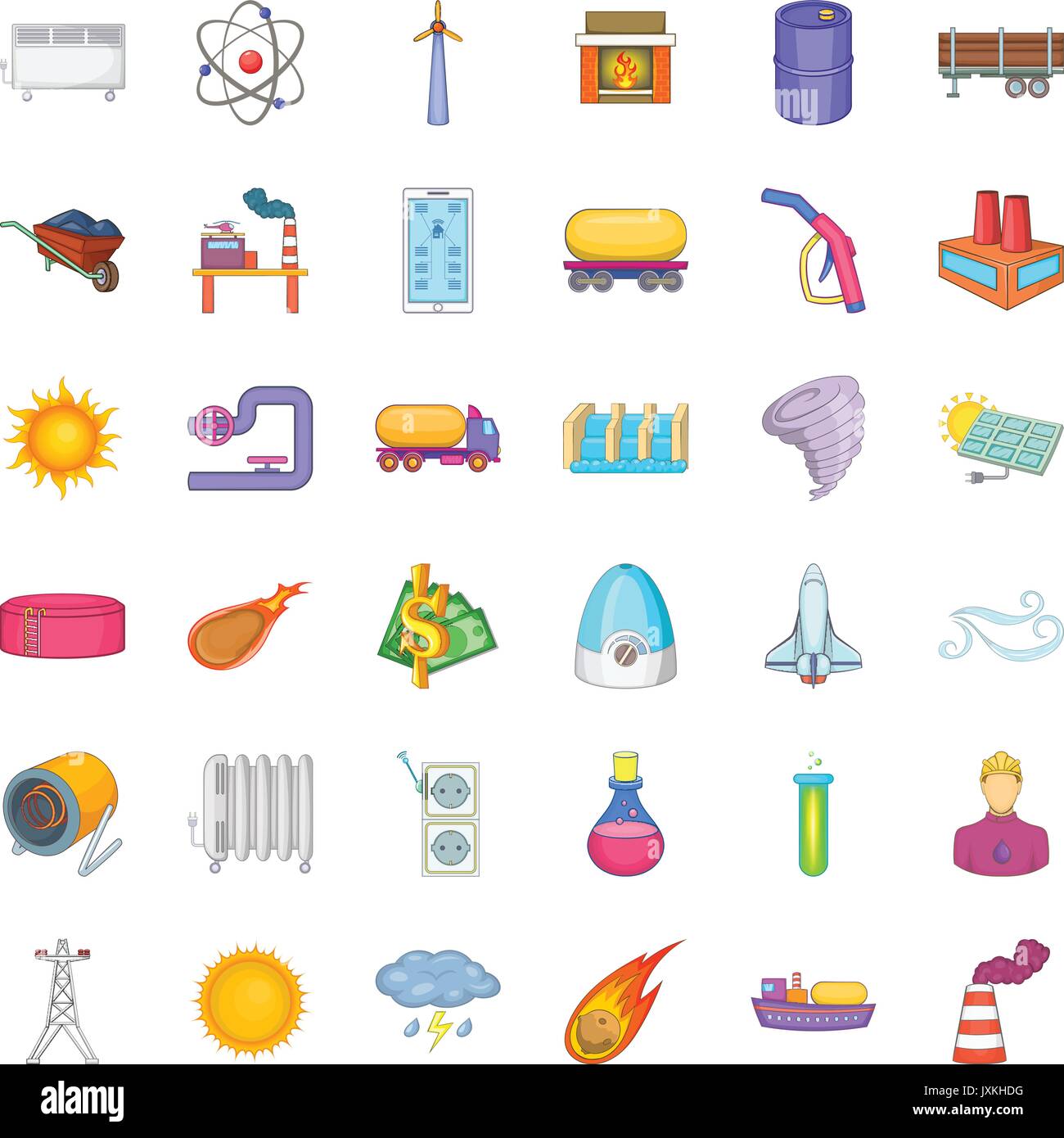 Energy icons set, cartoon style Stock Vector Image & Art - Alamy