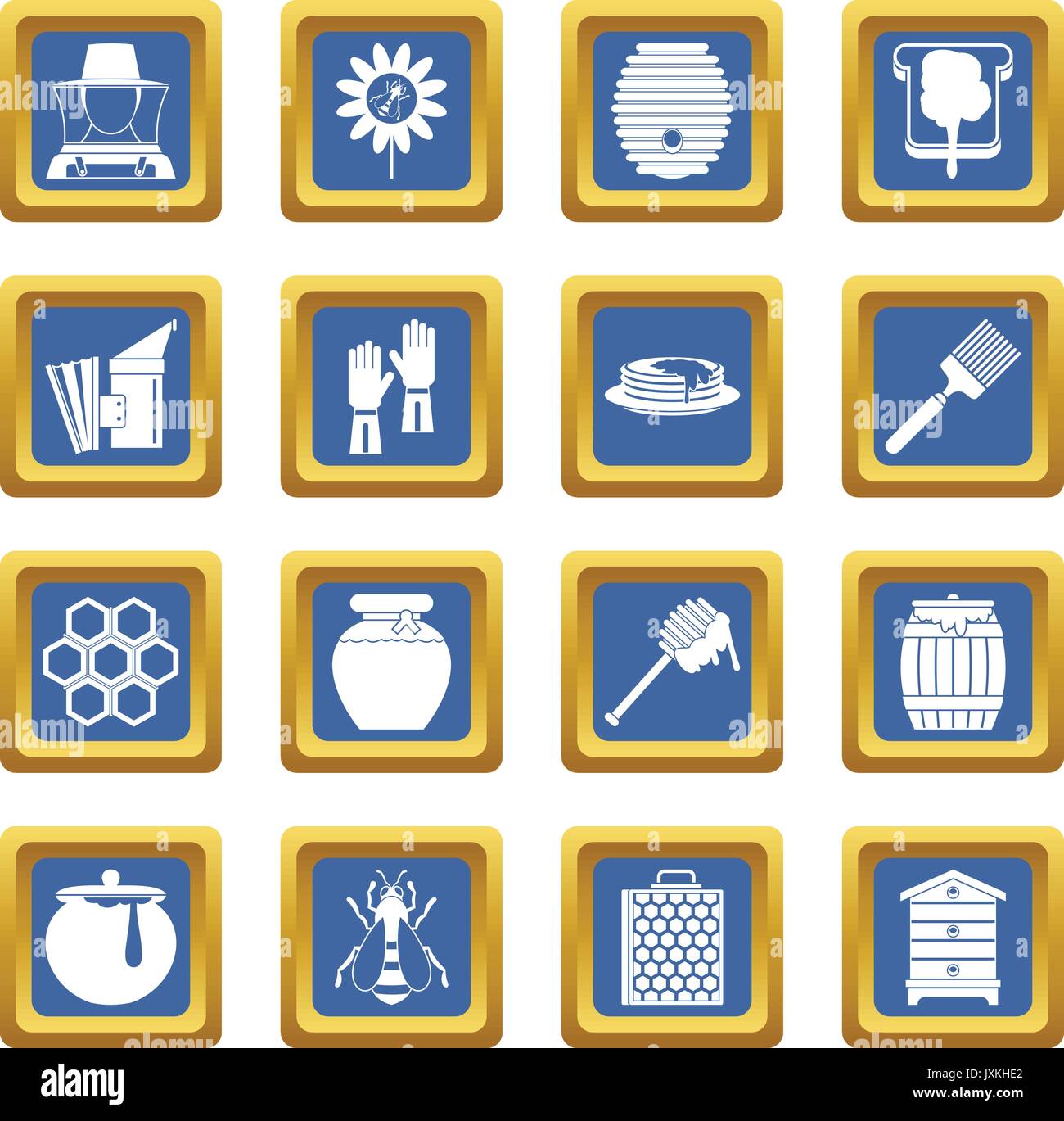 Apiary tools icons set blue Stock Vector Image & Art - Alamy