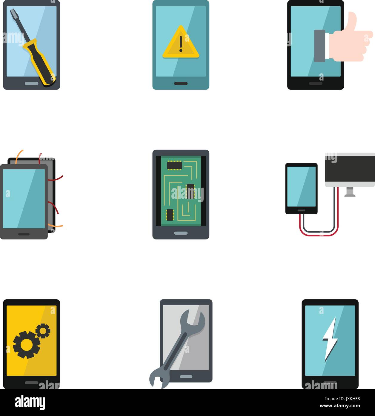 Repair phones fix icon set, flat style Stock Vector Image & Art - Alamy