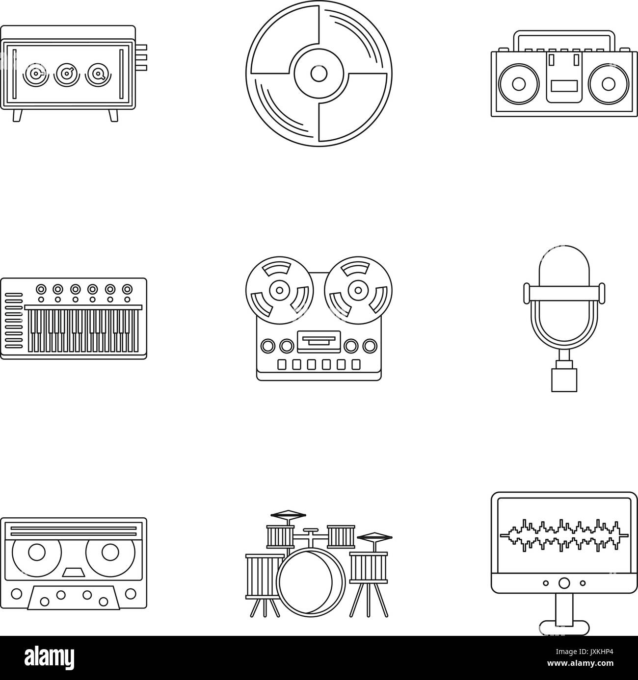 Sound studio icon set, outline style Stock Vector Image & Art - Alamy