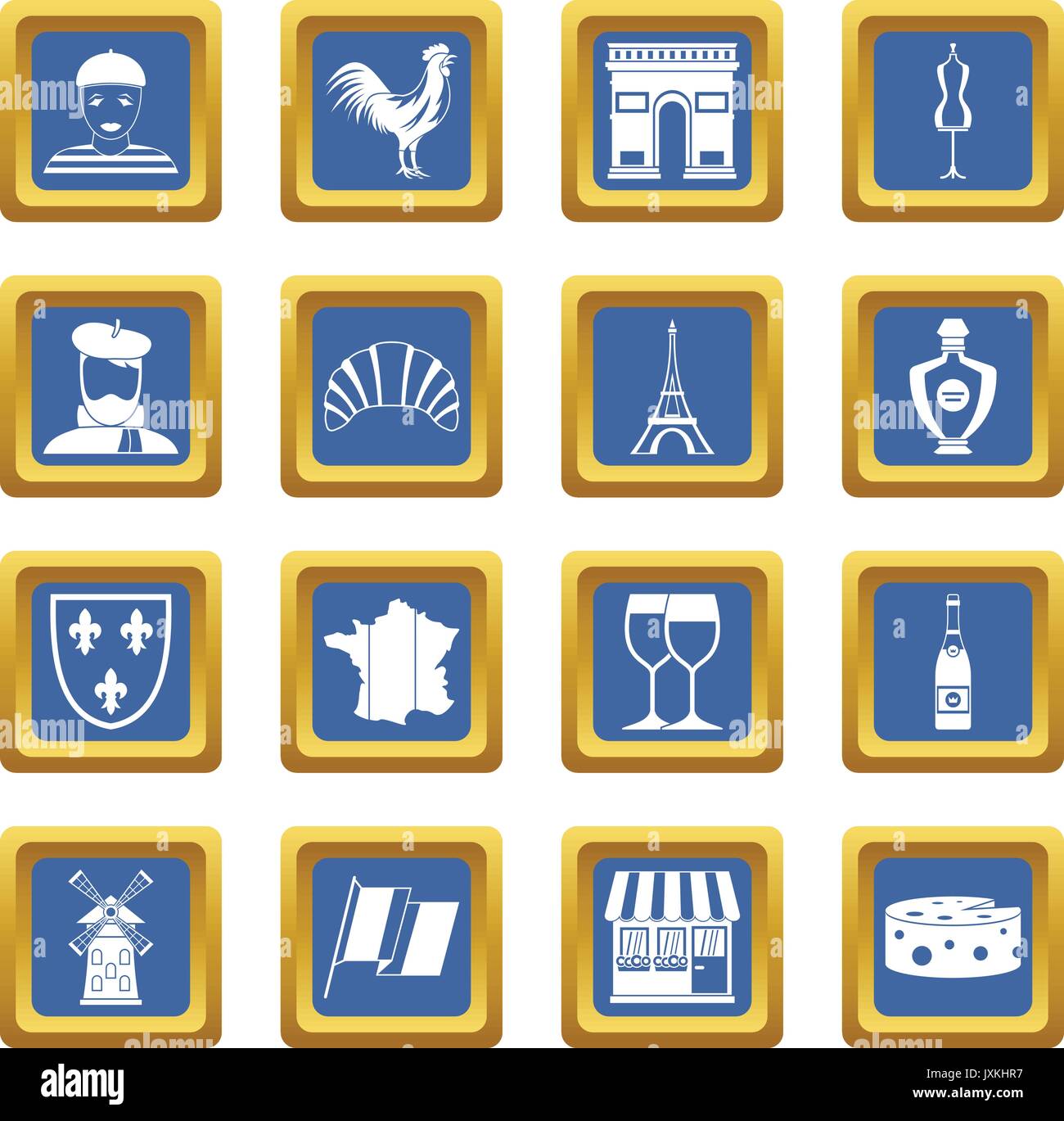France travel icons set blue Stock Vector Image & Art - Alamy