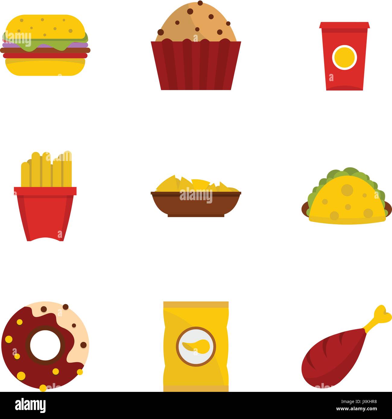 Fast food icon set, flat style Stock Vector Image & Art - Alamy