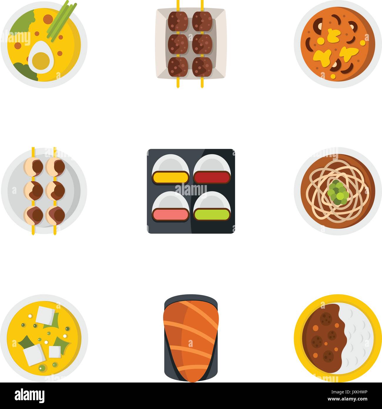 Sushi menu icons set, flat style Stock Vector Image & Art - Alamy