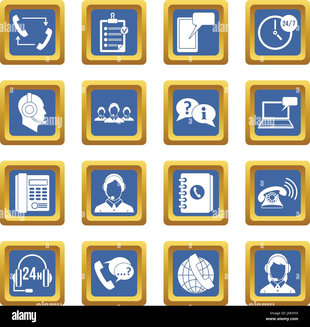 Call center symbols icons set blue Stock Vector Image & Art - Alamy