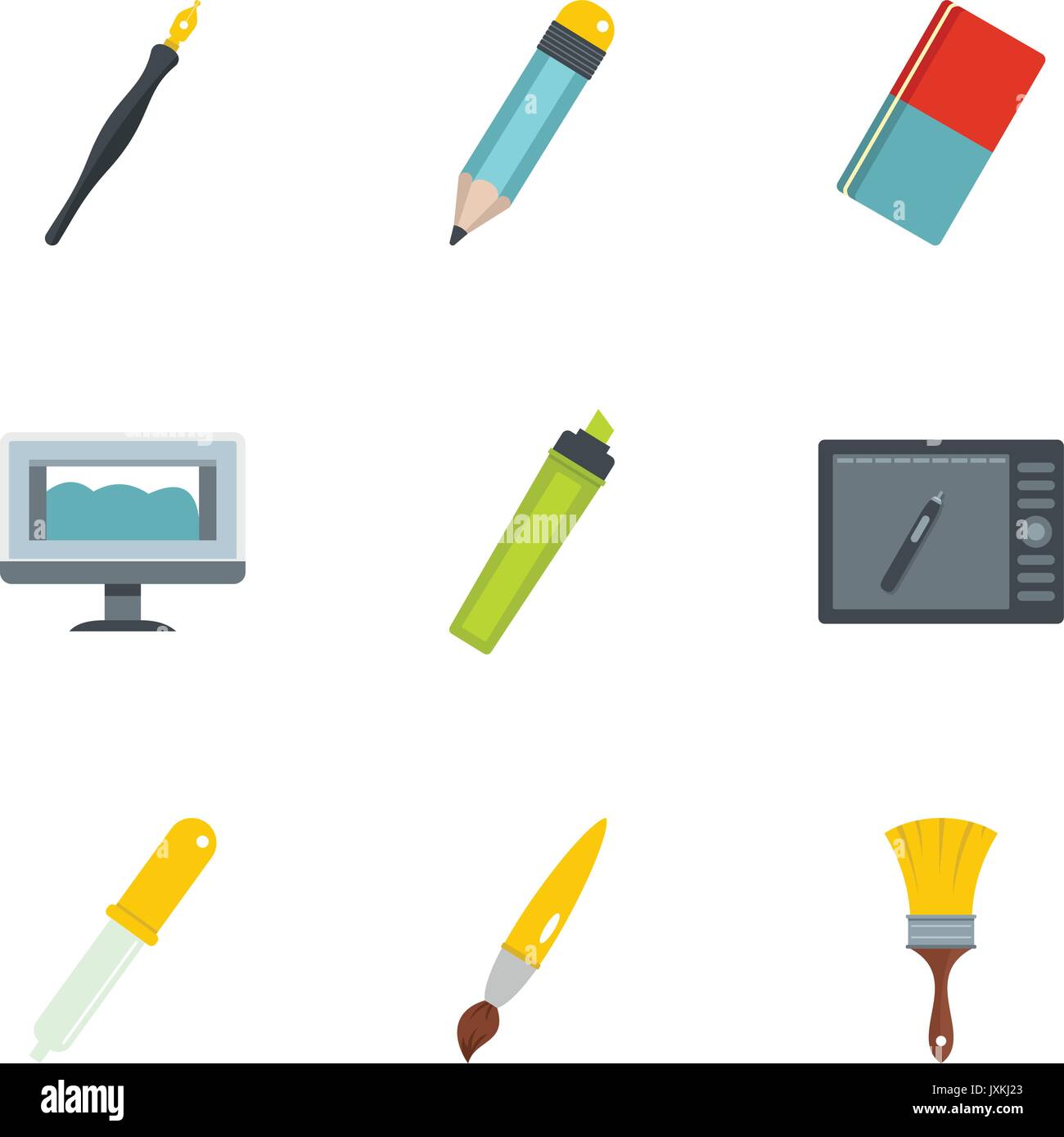 Designer workspace icons set, flat style Stock Vector Image & Art - Alamy