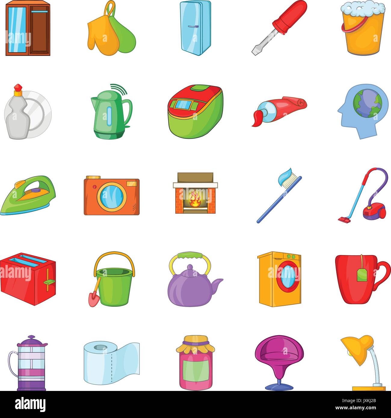 Kitchen cleaning icons set, cartoon style Stock Vector Image & Art - Alamy