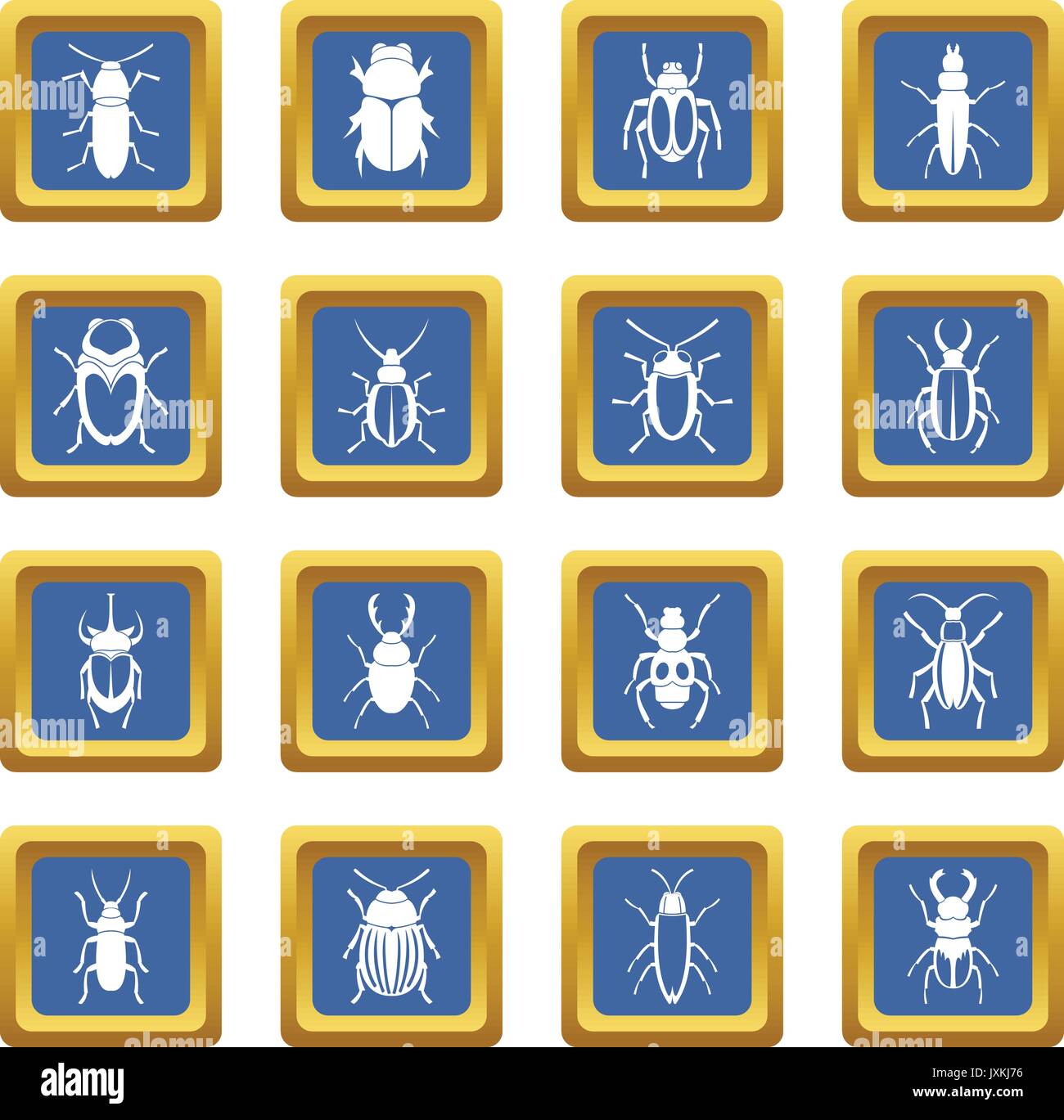 Bugs icons set blue Stock Vector Image & Art - Alamy