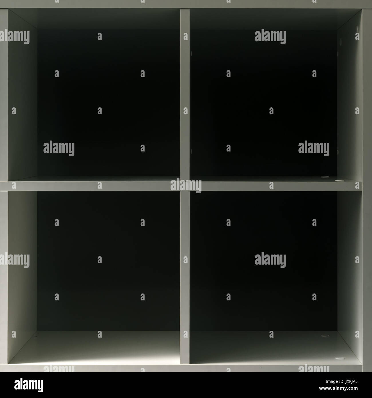 Empty office or bookcase library shelves with blank copy space for ...