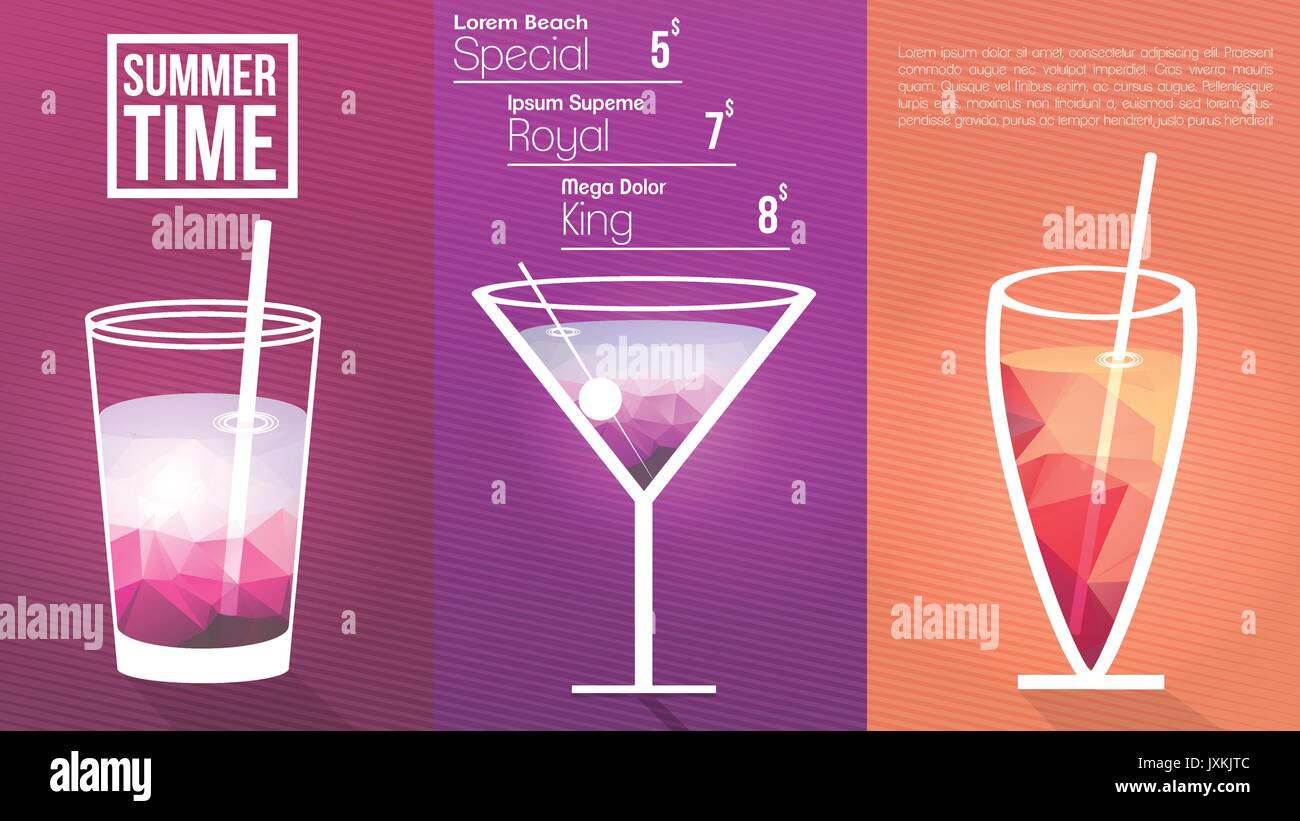 Minimal Cocktail Menu Template - Vector Illustration Stock Vector Image ...