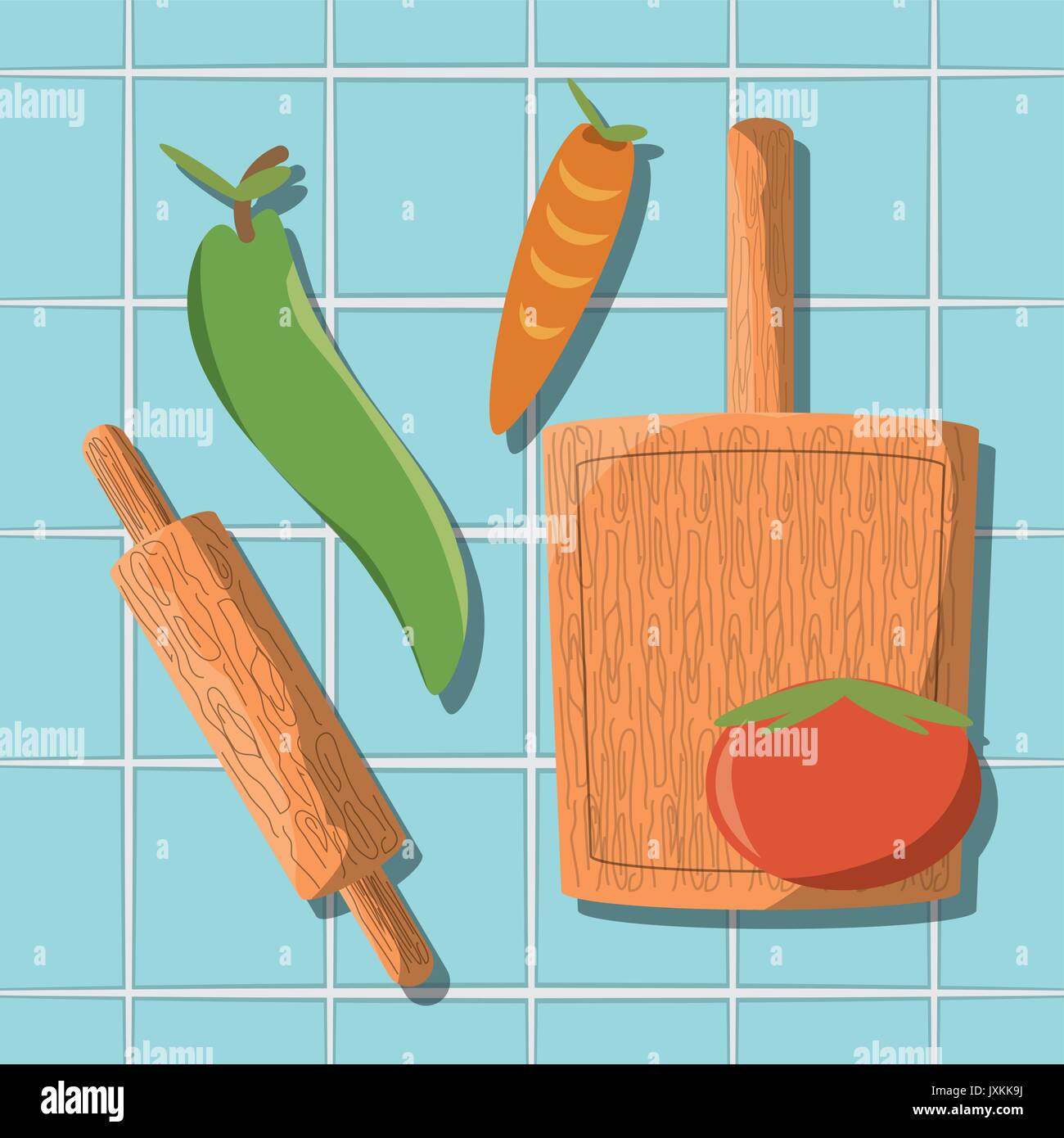 flat kitchen utensils and vegetables Stock Vector Image & Art - Alamy