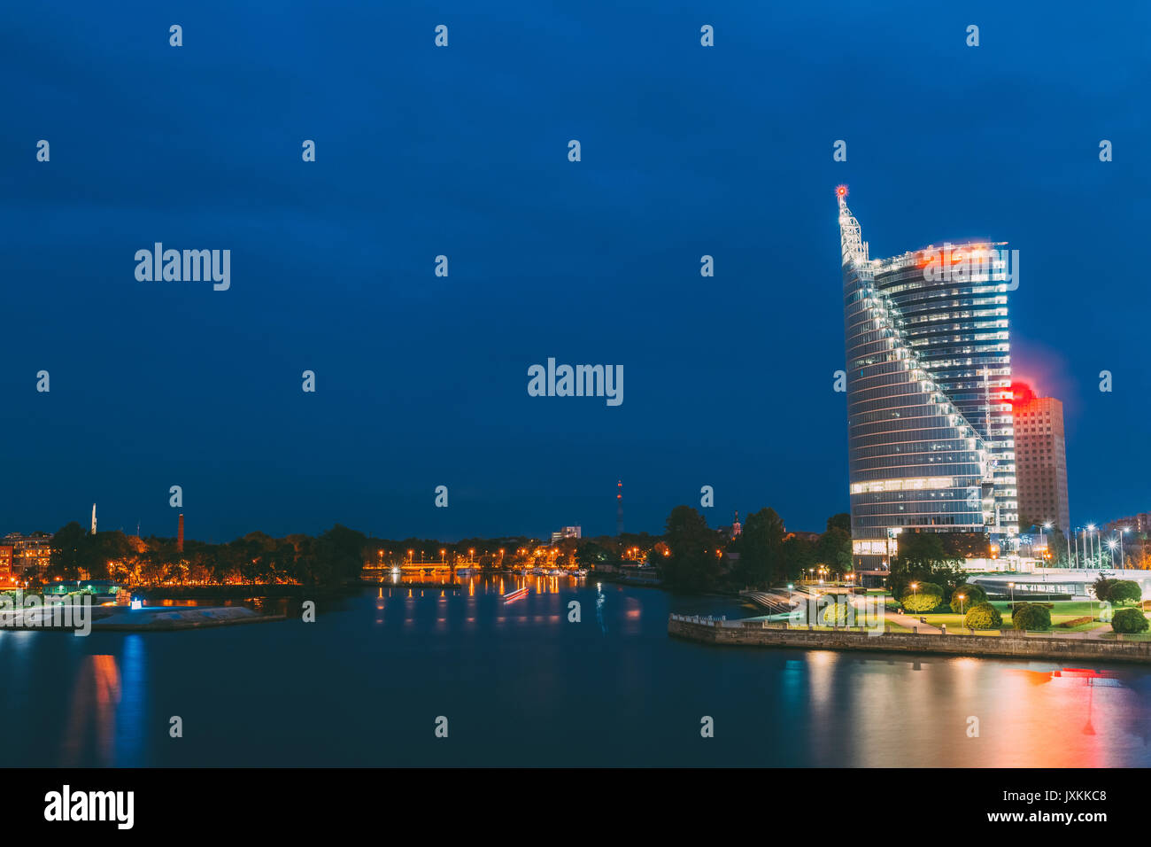 Riga, Latvia. Scenic Urban Cityscape Of Modern Downtown District With ...