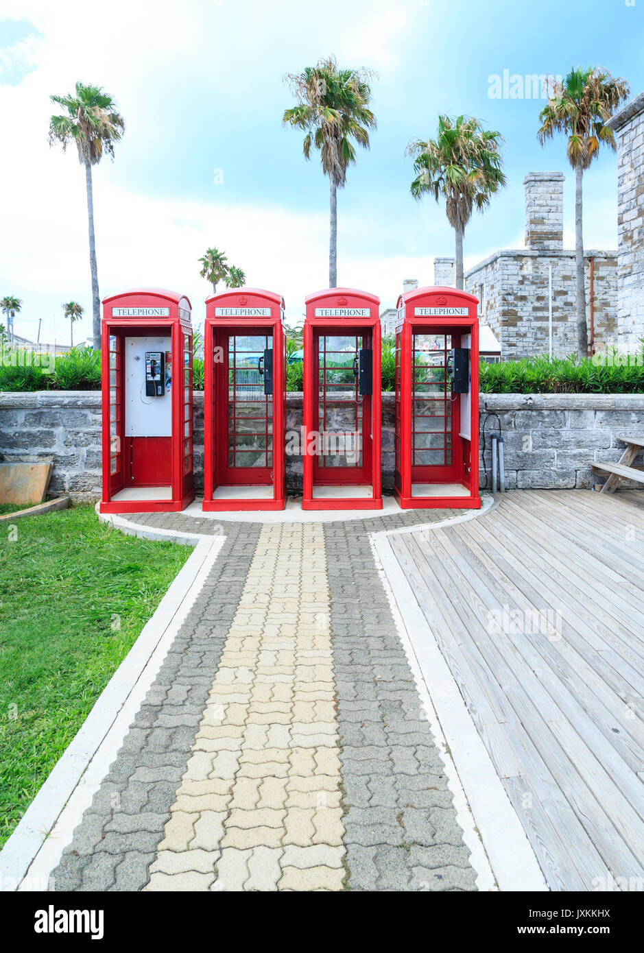 Old classic British red phone booths in Bermuda Stock Photo - Alamy