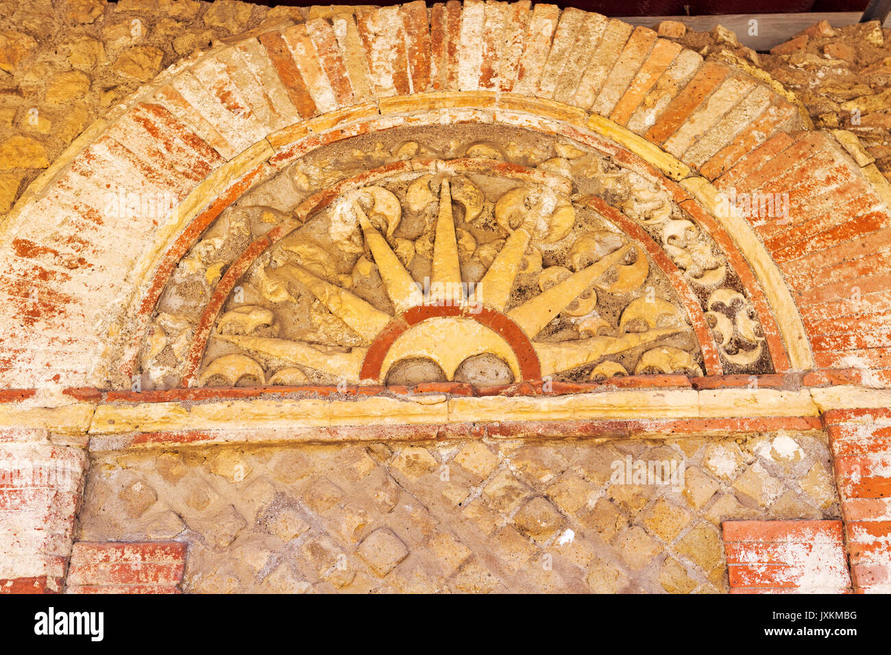 Archaeological excavations of Ostia Antica: decorated arch of the tomb ...