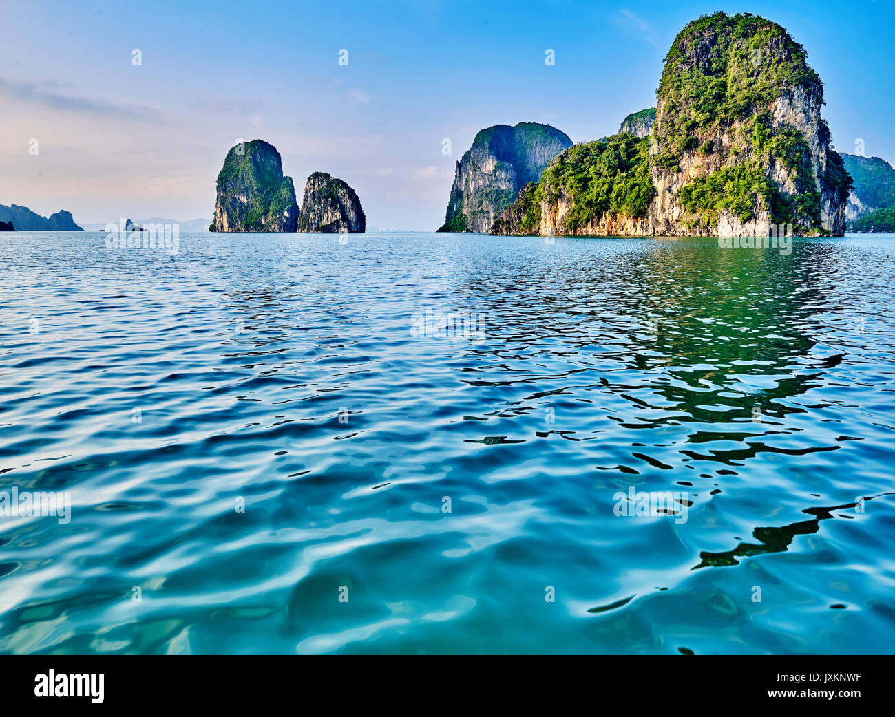 beautiful green limestone mountains in halon bay vietnam asia Stock ...