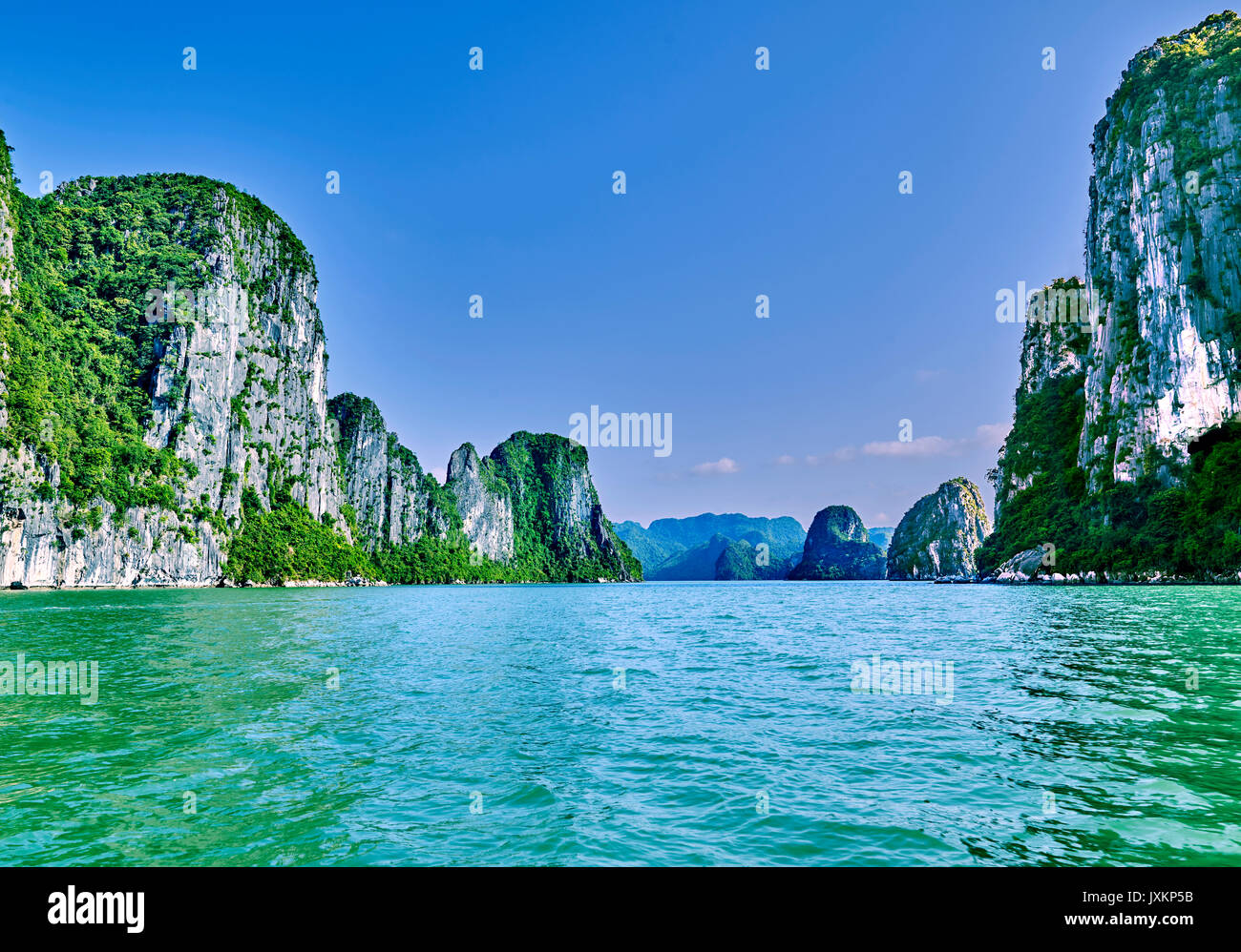 beautiful green limestone mountains in halon bay vietnam asia Stock ...