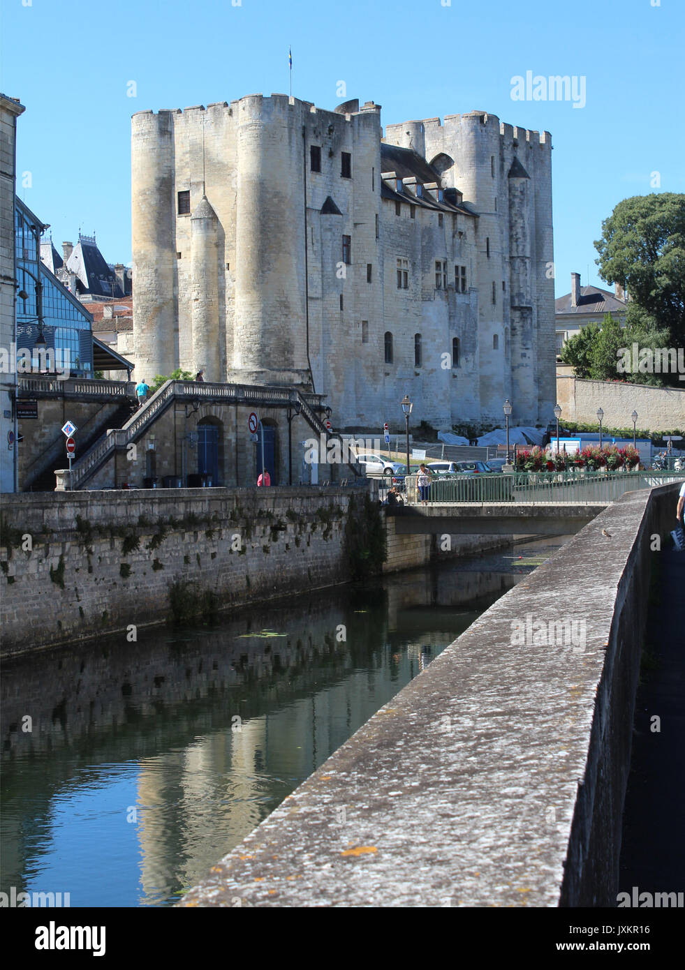 NIORT, FRANCE, JULY 16 2017: The imposing Donjon or chateau of Niort ...