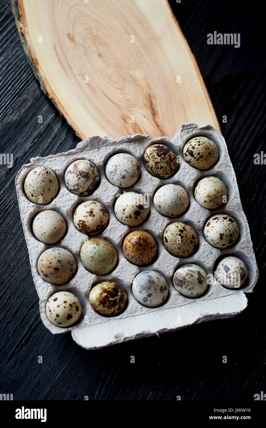 Quail eggs, photographed in a simple rustic style.Simple protein-rich ...