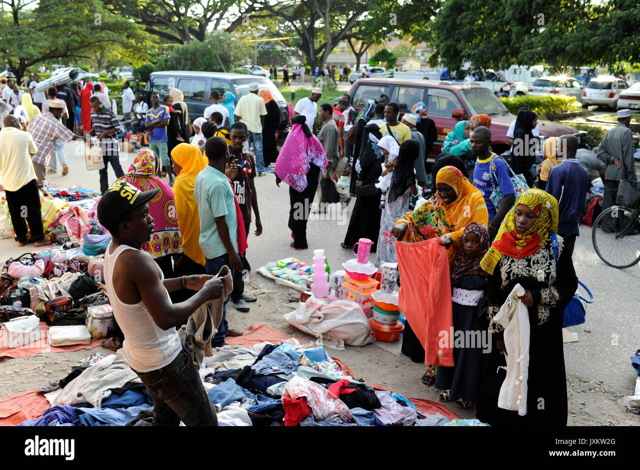 TANZANIA Zanzibar, Stone town, second hand textile market / TANSANIA ...
