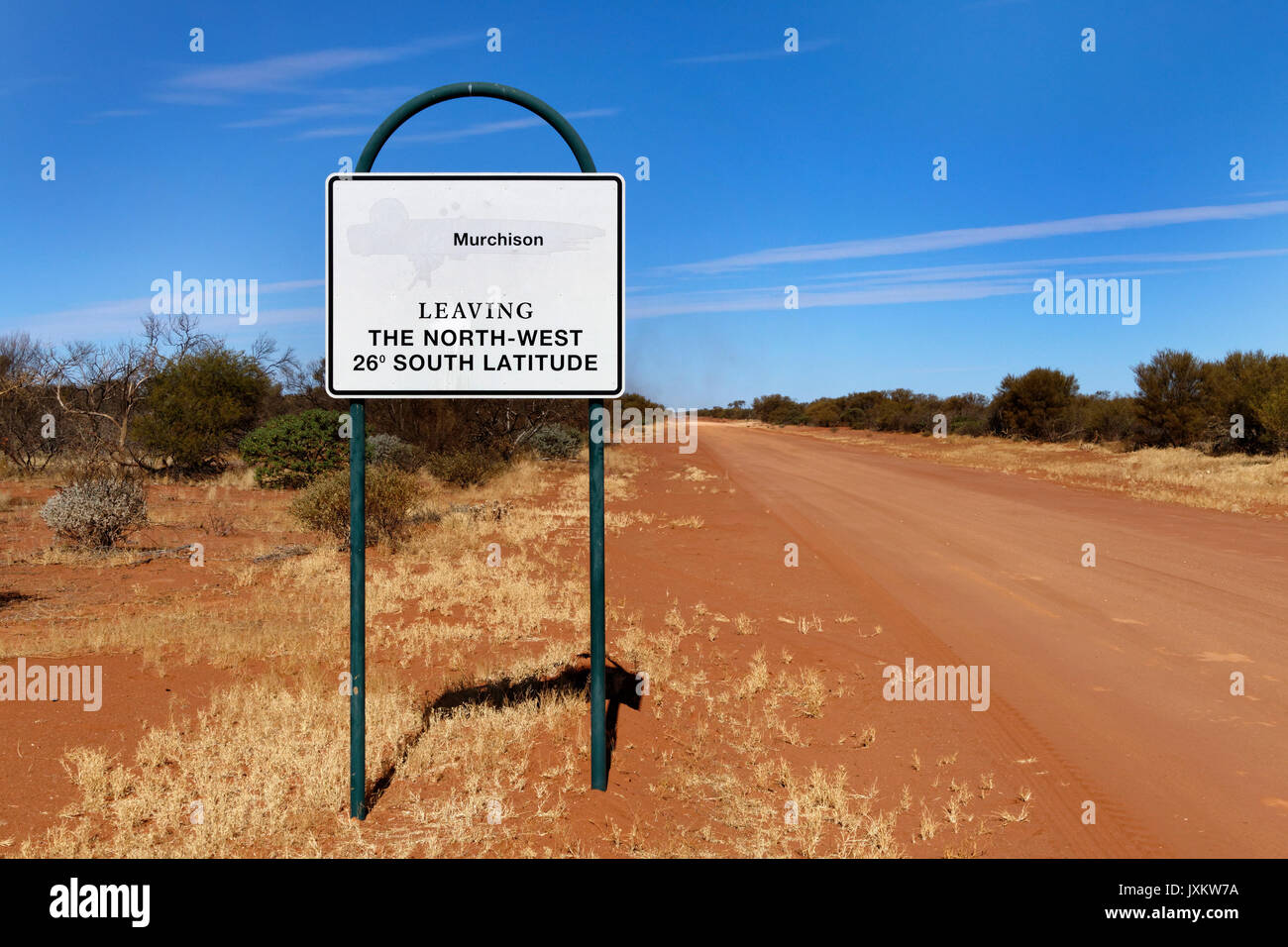 26th Parallel South Latitude road sign, Murchison, Western Australia ...