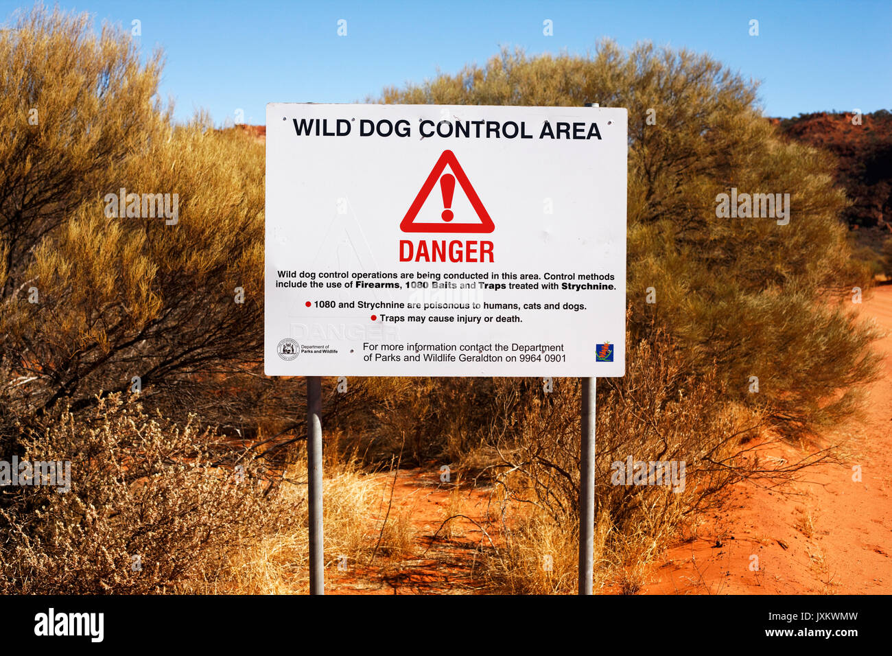 Wild Dog warning sign, Gascoyne, Western Australia Stock Photo - Alamy