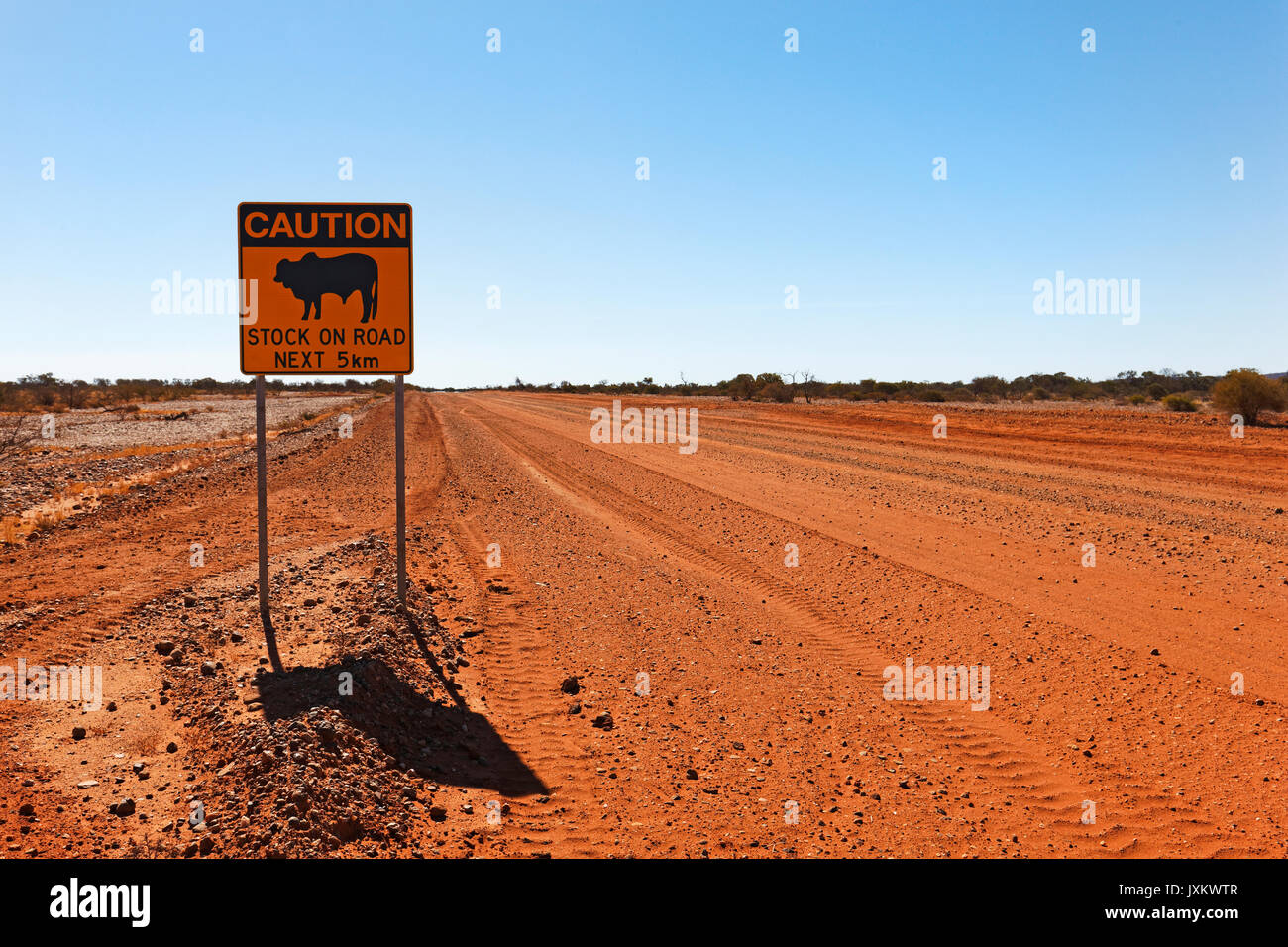 Livestock on road warning sign, in Australian outback, Gascoyne ...
