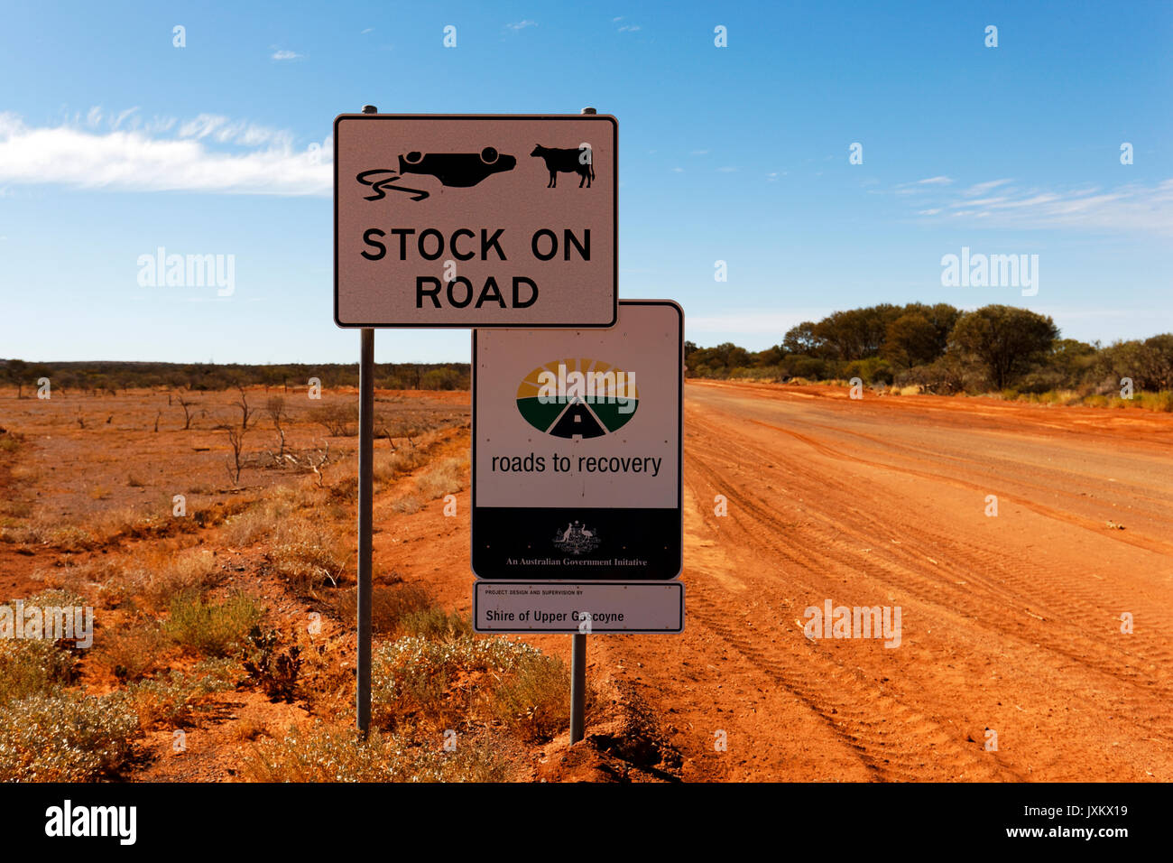 Australian Roadside warning sign of live stock on road, Gascoyne ...