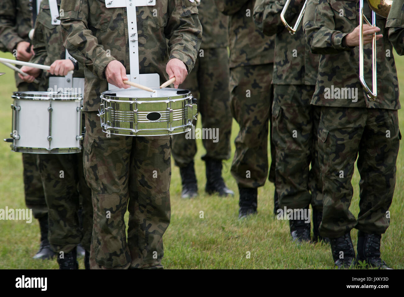 Close up on drums on military orchestra Stock Photo - Alamy