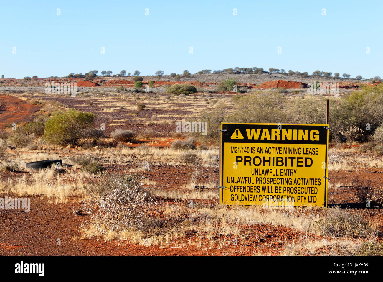 Goldfields warning sign, Murchison, Western Australia Stock Photo - Alamy